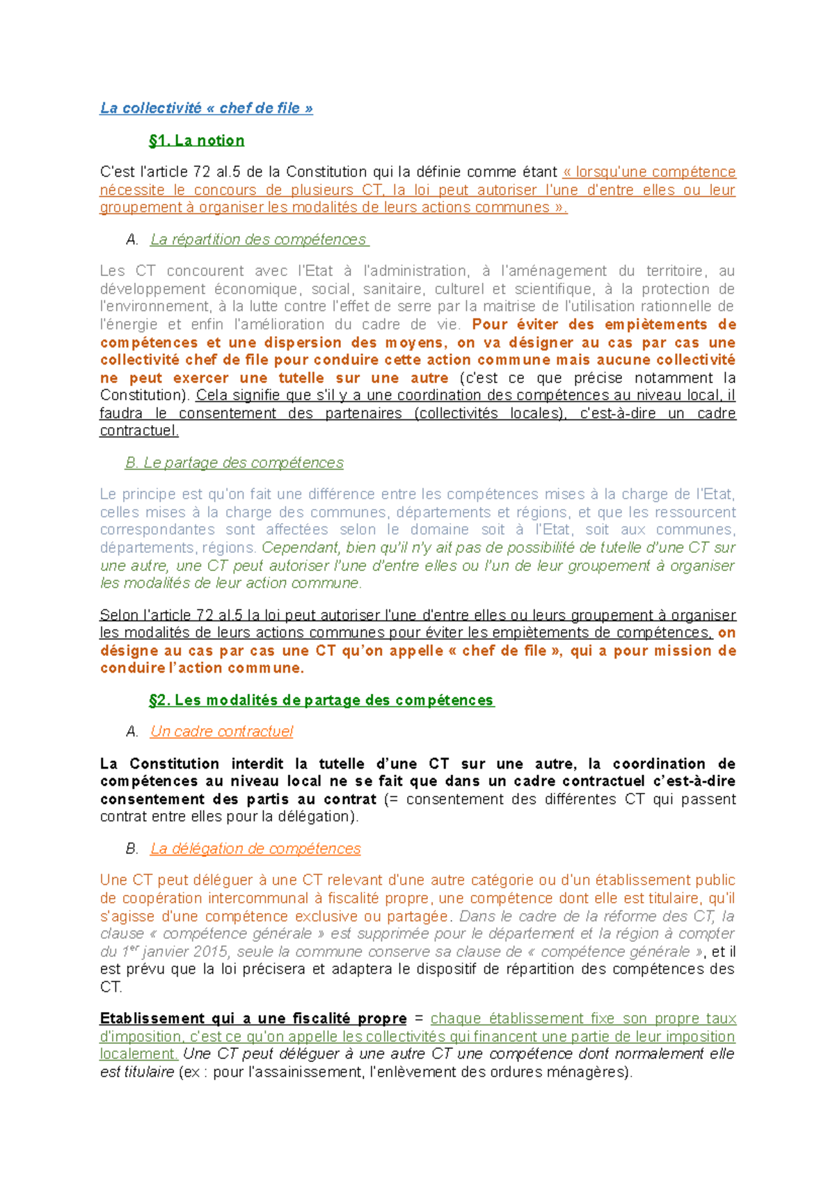 La collectivité - La notion C’est l’article 72 al de la Constitution ...