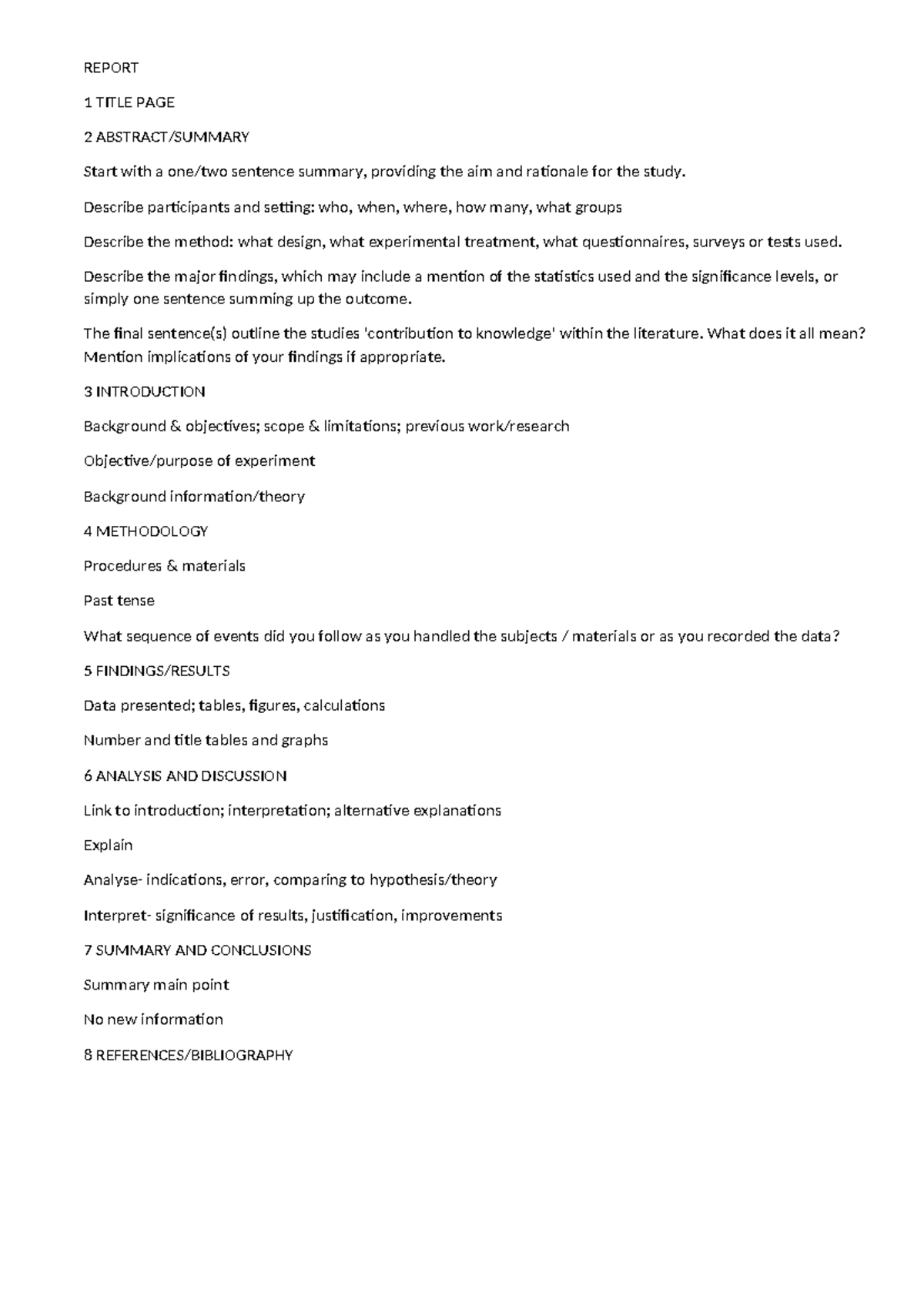 layout for reports - REPORT 1 TITLE PAGE 2 ABSTRACT/SUMMARY Start with ...