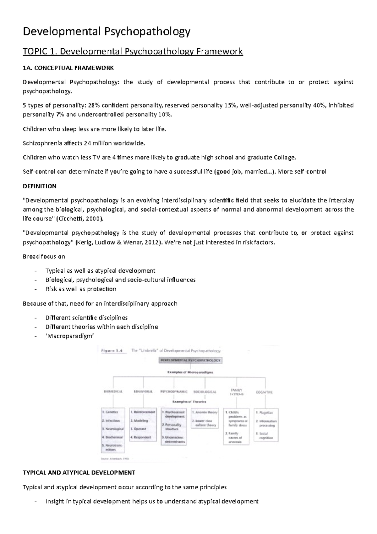 Topic 1. Developmental Psychopathology Framework - Developmental ...