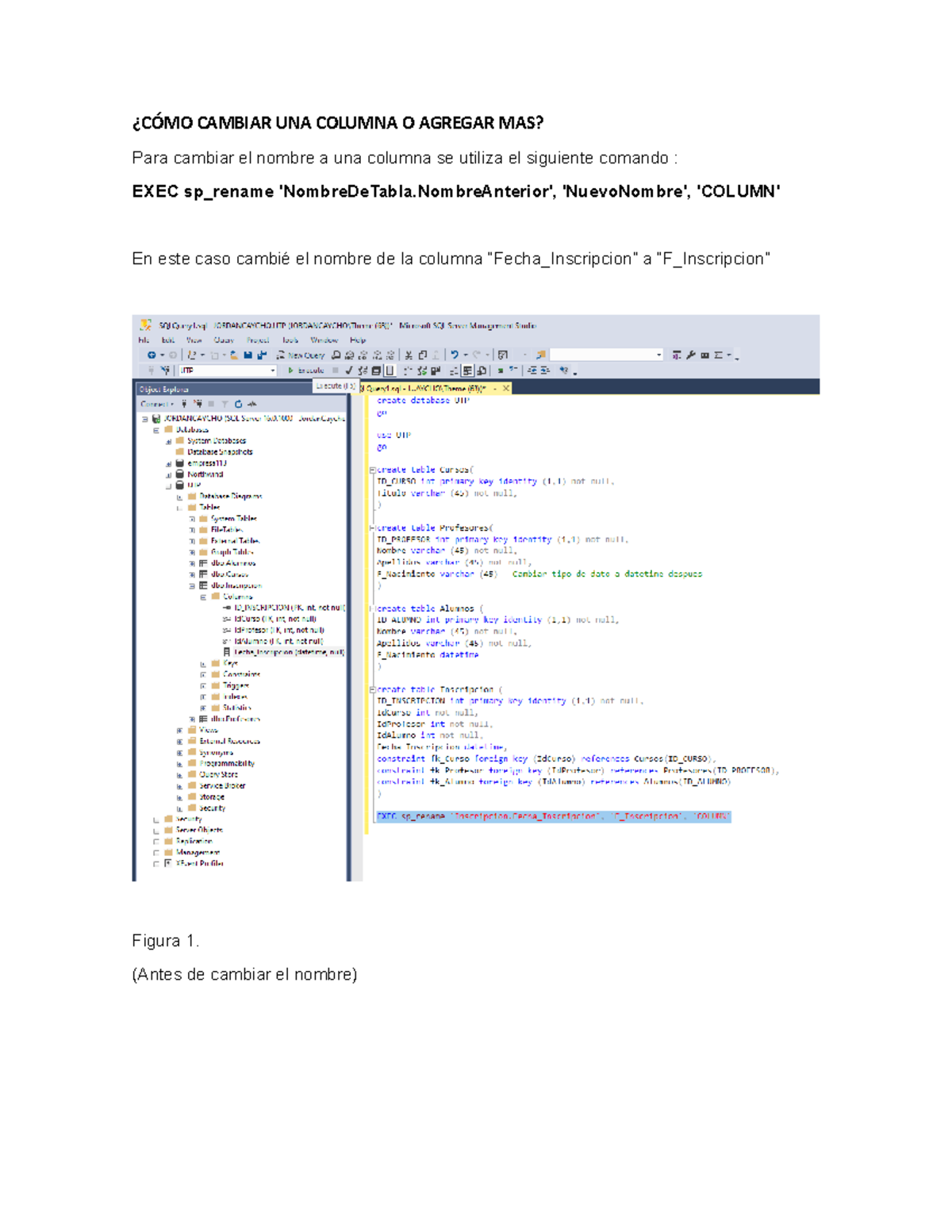Modificación DE Columnas Mediante Consola - ¿CÓMO CAMBIAR UNA COLUMNA O AGREGAR MAS? Para ...