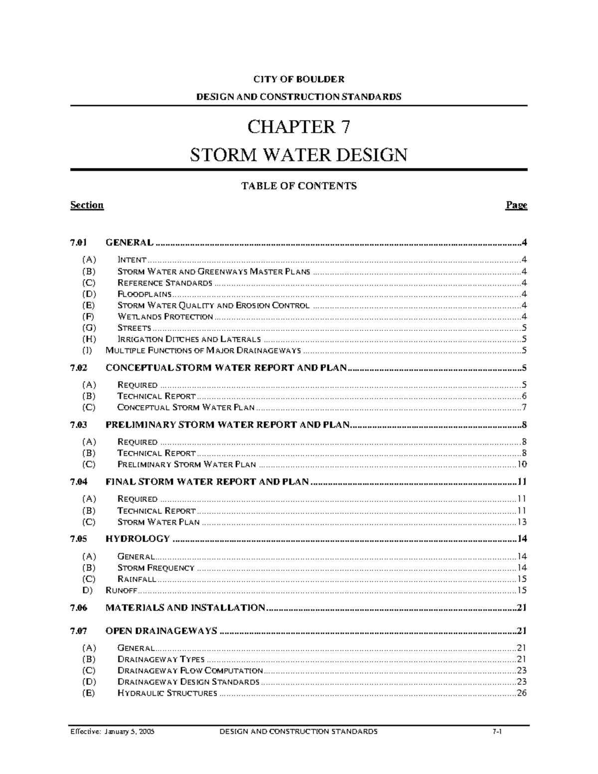Storm Water Manual - ... - CITY OF BOULDER STORM WATER DESIGN TABLE OF ...