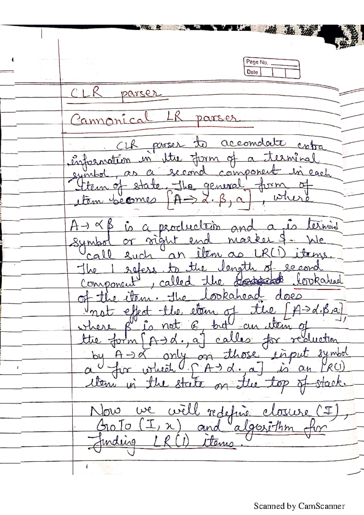 CLR Parser - compiler design - Studocu