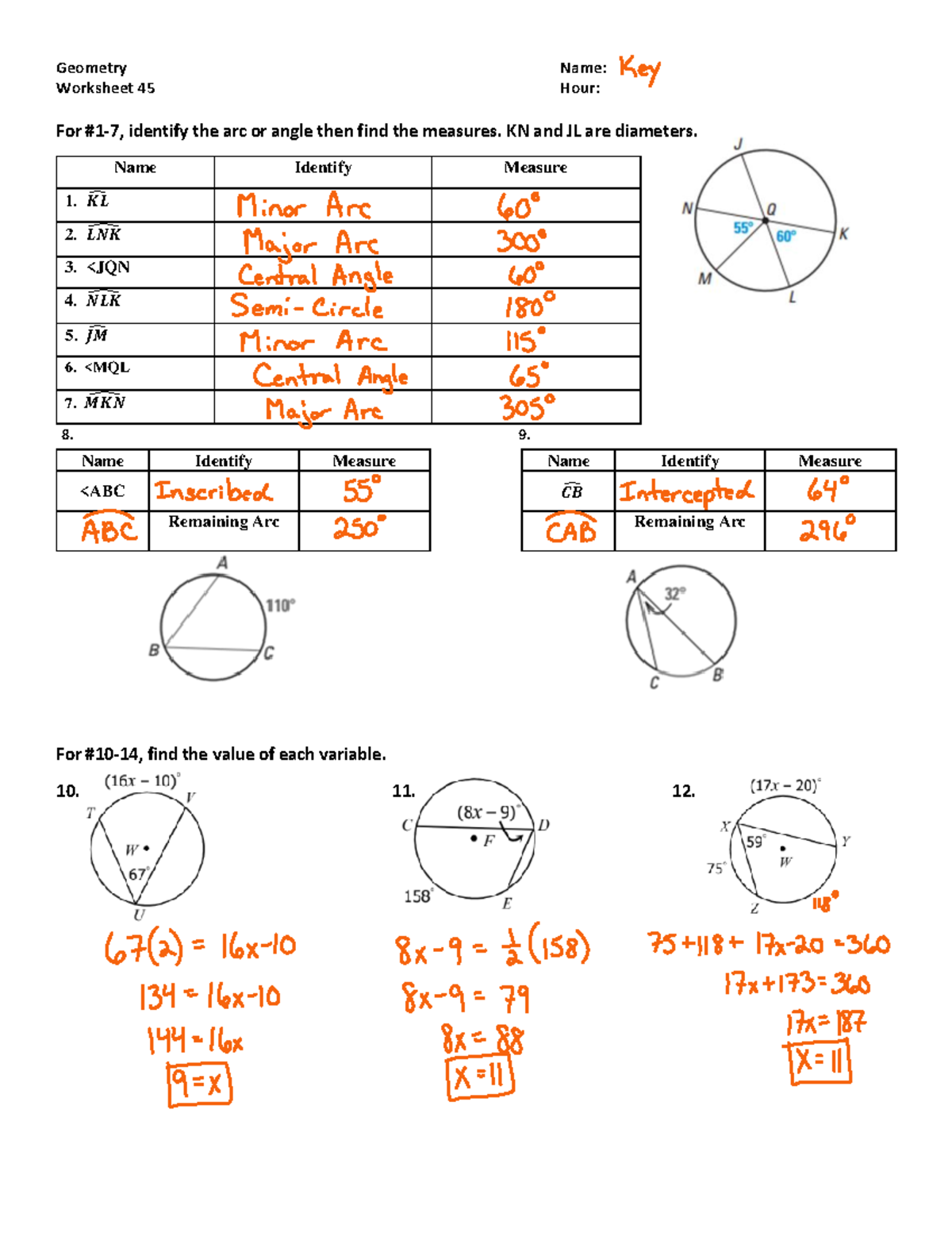 Lesson 45 HW Key - th3e - ANTH 7985 - Geometry Name: Worksheet 45 Hour ...