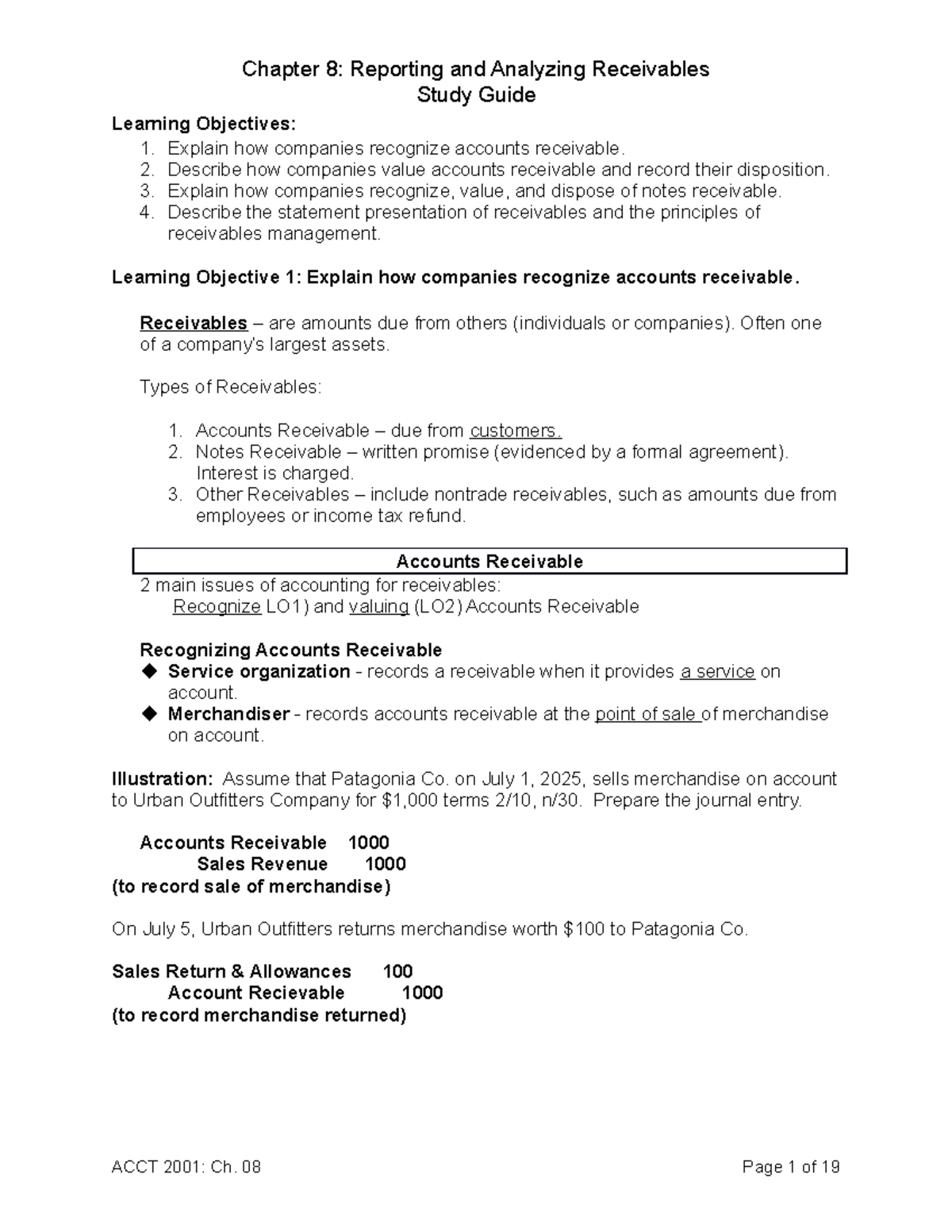 Chapter 8 - Study Guide Learning Objectives: 1. Explain how companies ...