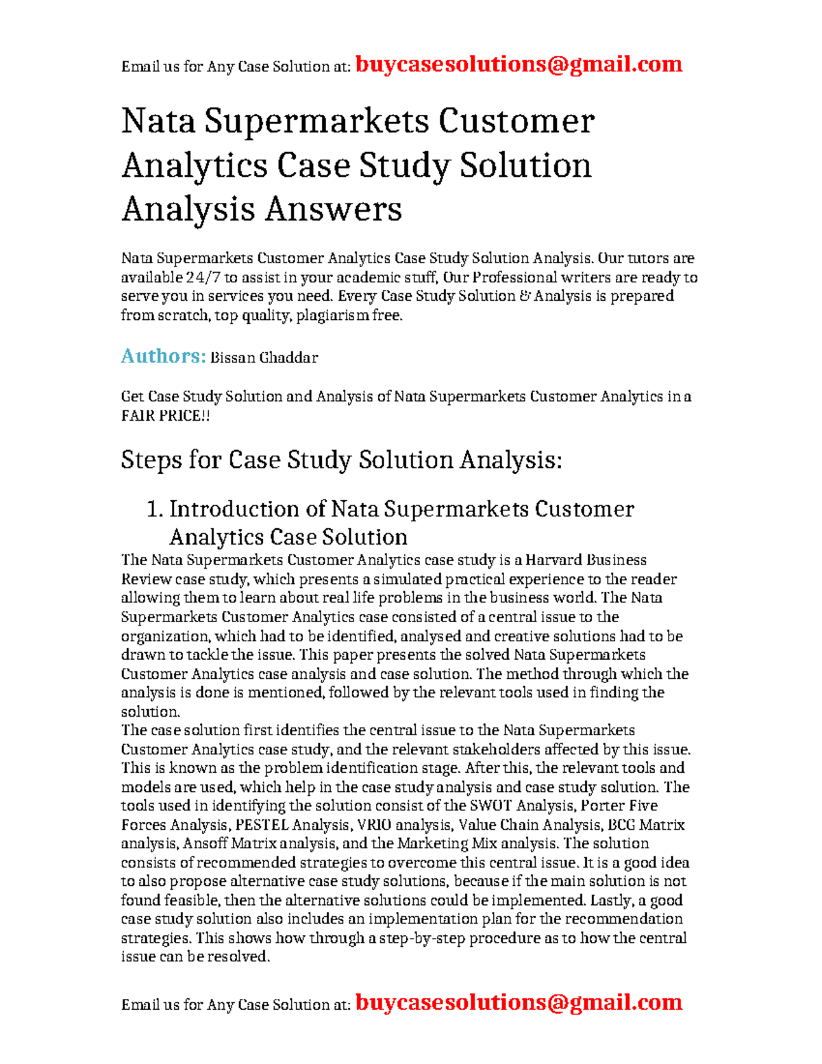 SOLUTION Nata Supermarkets Customer Analytics - Nata Supermarkets Customer Analytics Case Study ...