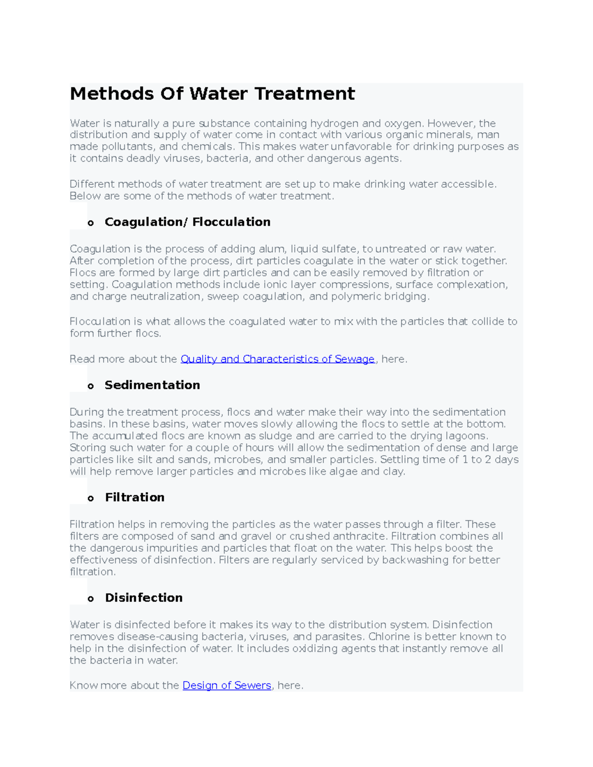 Methods Of Water Treatment - Methods Of Water Treatment Water is ...
