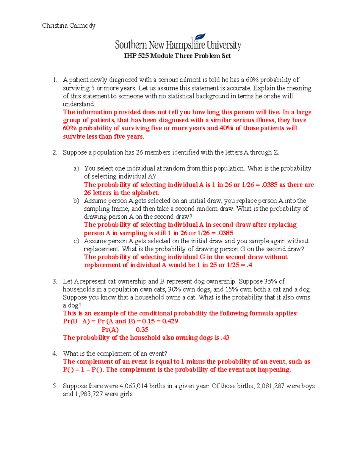 IHP 525 3-2 Problem Set Probability - Christina Carmody IHP 525 Module ...