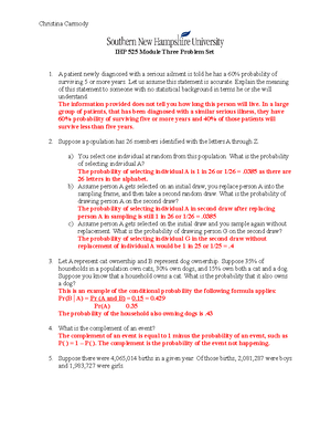Week 5 Problem Set - IHP525 - SNHU - Studocu