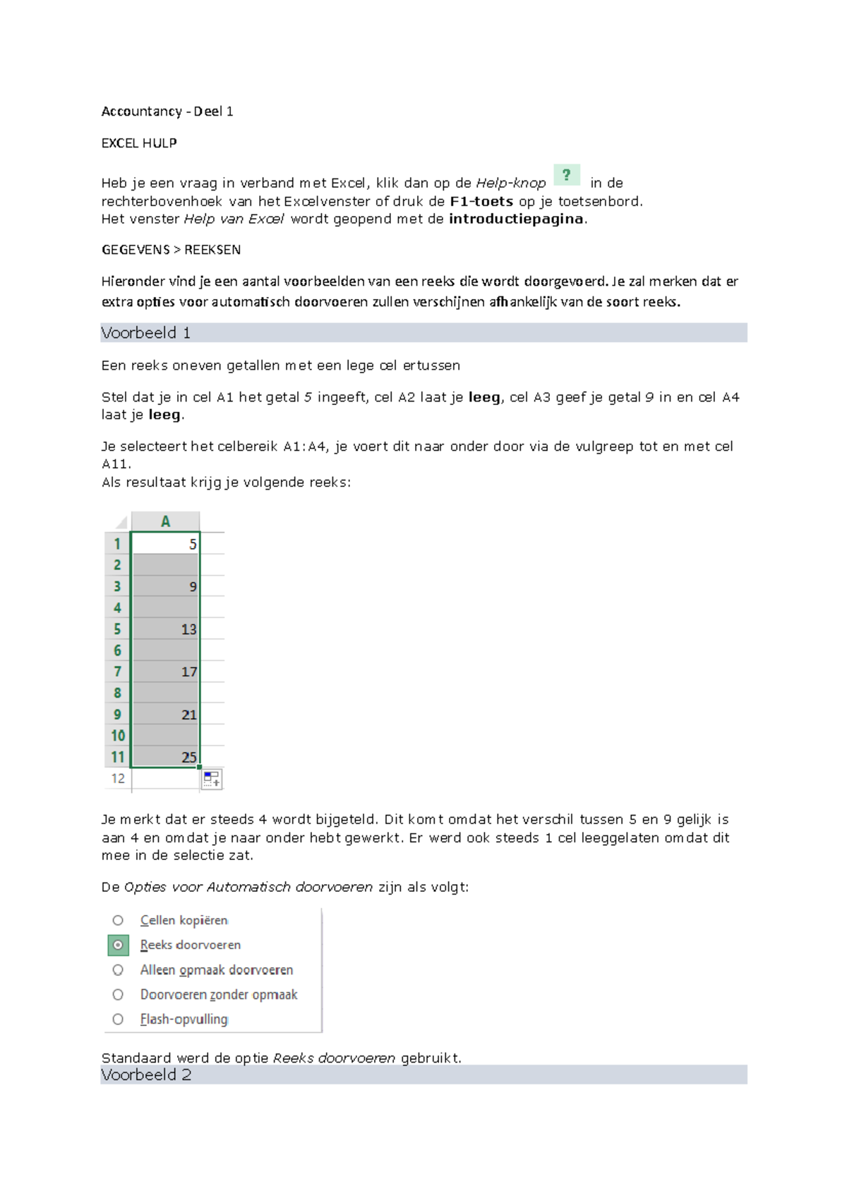 Accountancy DEEL 1 - Gebruik van excel bij boekhouding , veel functies ...