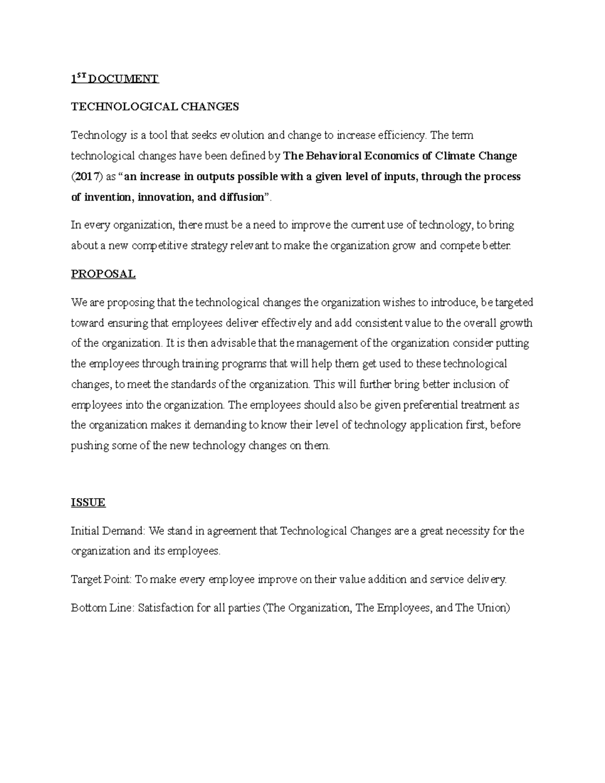 Technological Changes - 1 ST DOCUMENT TECHNOLOGICAL CHANGES Technology ...