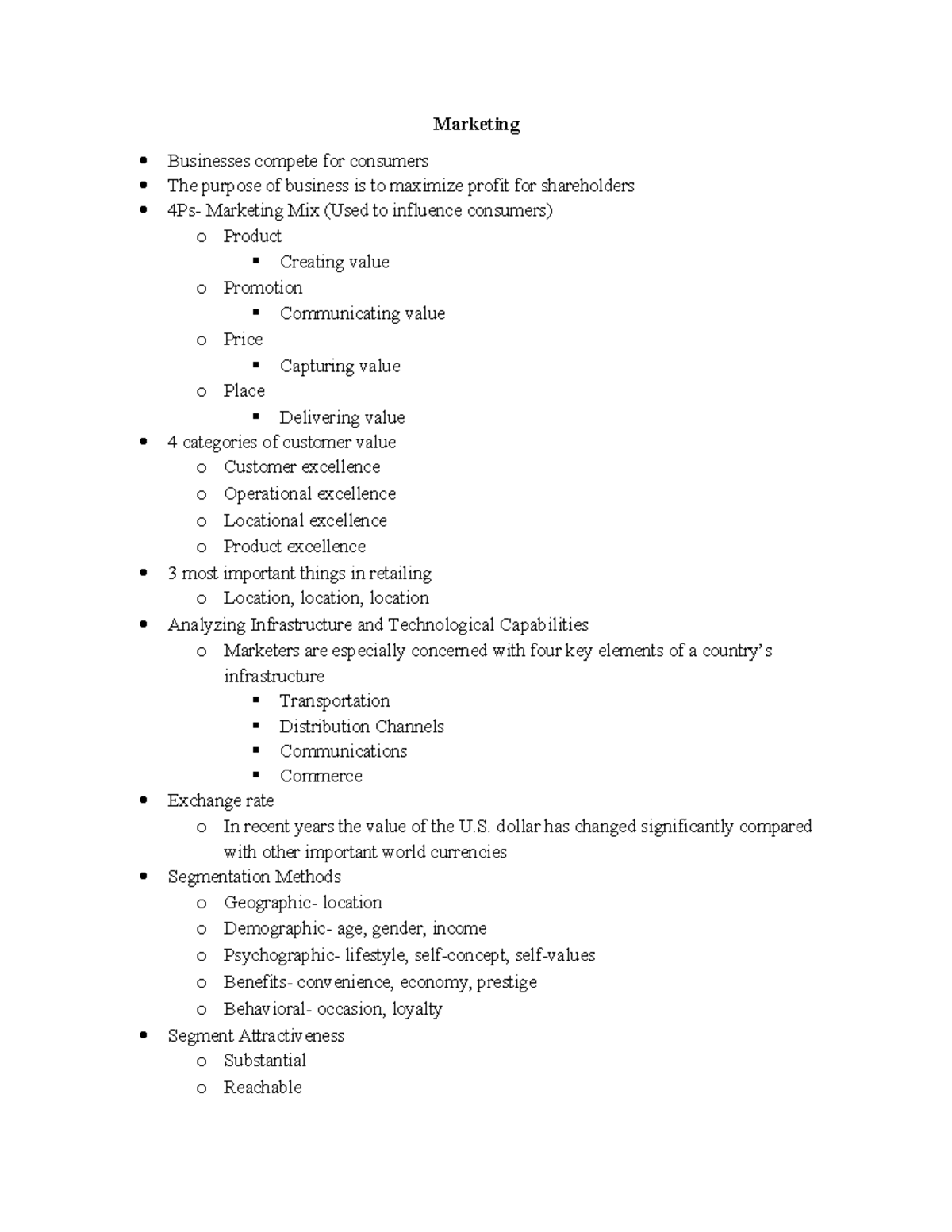 Marketing Notes - Marketing Businesses compete for consumers The ...