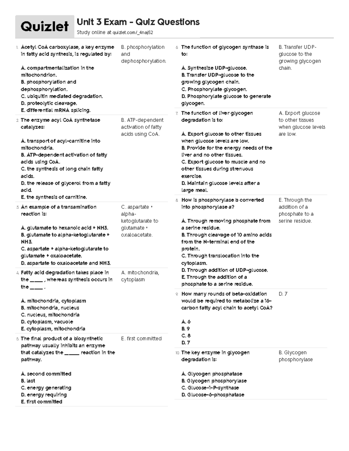 Quizlet - Quiz Questions or Practice Problems used for or similar to ...