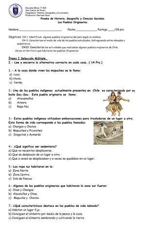 Prueba Pueblos Originarios Zona Sur Paci - Escuela Itilhue. F- San ...