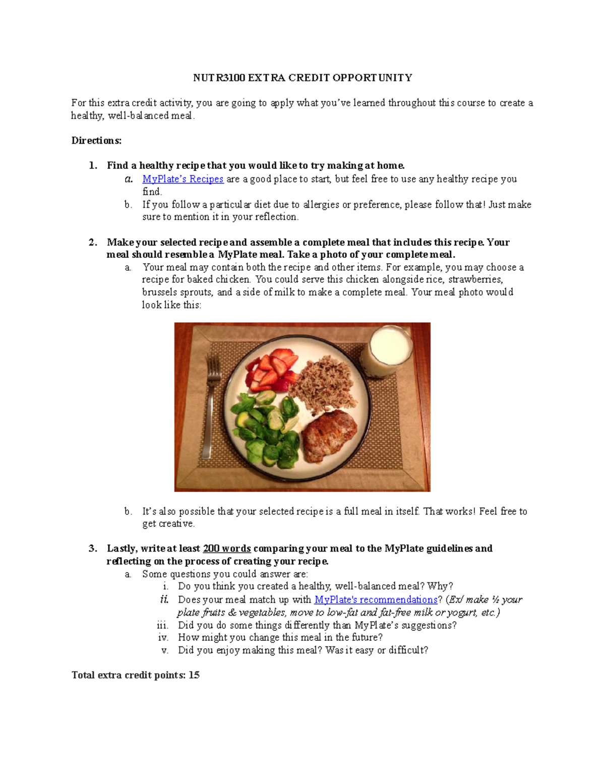 Extra Credit Opportunity - NUTR3100 EXTRA CREDIT OPPORTUNITY For this ...