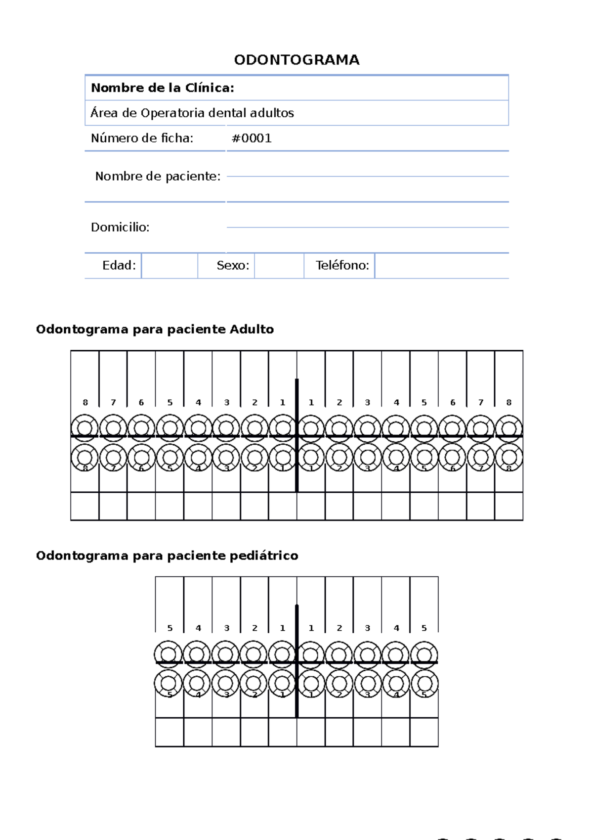 Plantilla-de-Odontograma-Odontologicamente.com - ODONTOGRAMA Nombre de la Clínica: Área de - Studocu