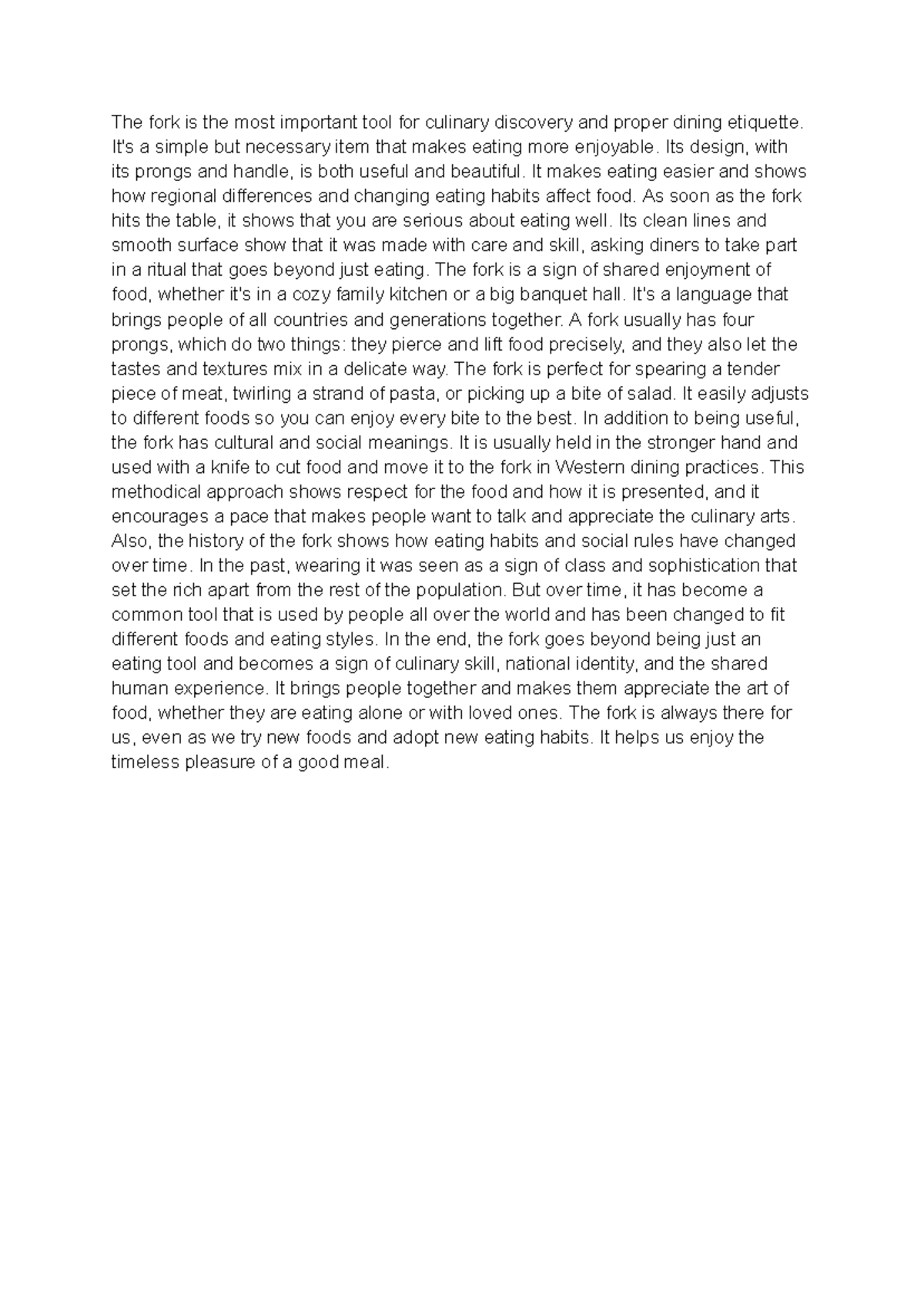 Fork - Random ESSAY FOR EVERYONE - The fork is the most important tool ...