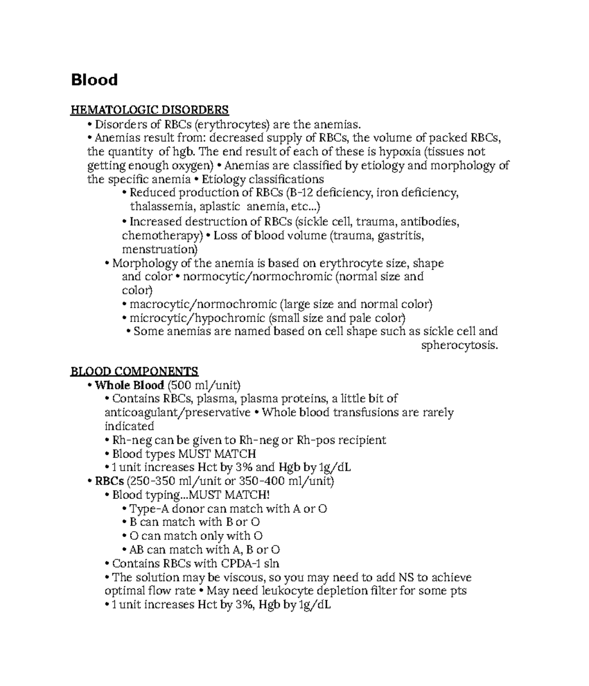 Blood-basics 1 - Blood-basics 1 - Blood HEMATOLOGIC DISORDERS Disorders ...