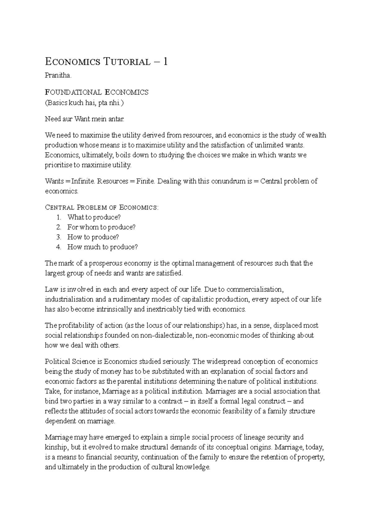 [17-01-2023] Economics Tutorial 1 - Basic Foundations - ECONOMICS ...