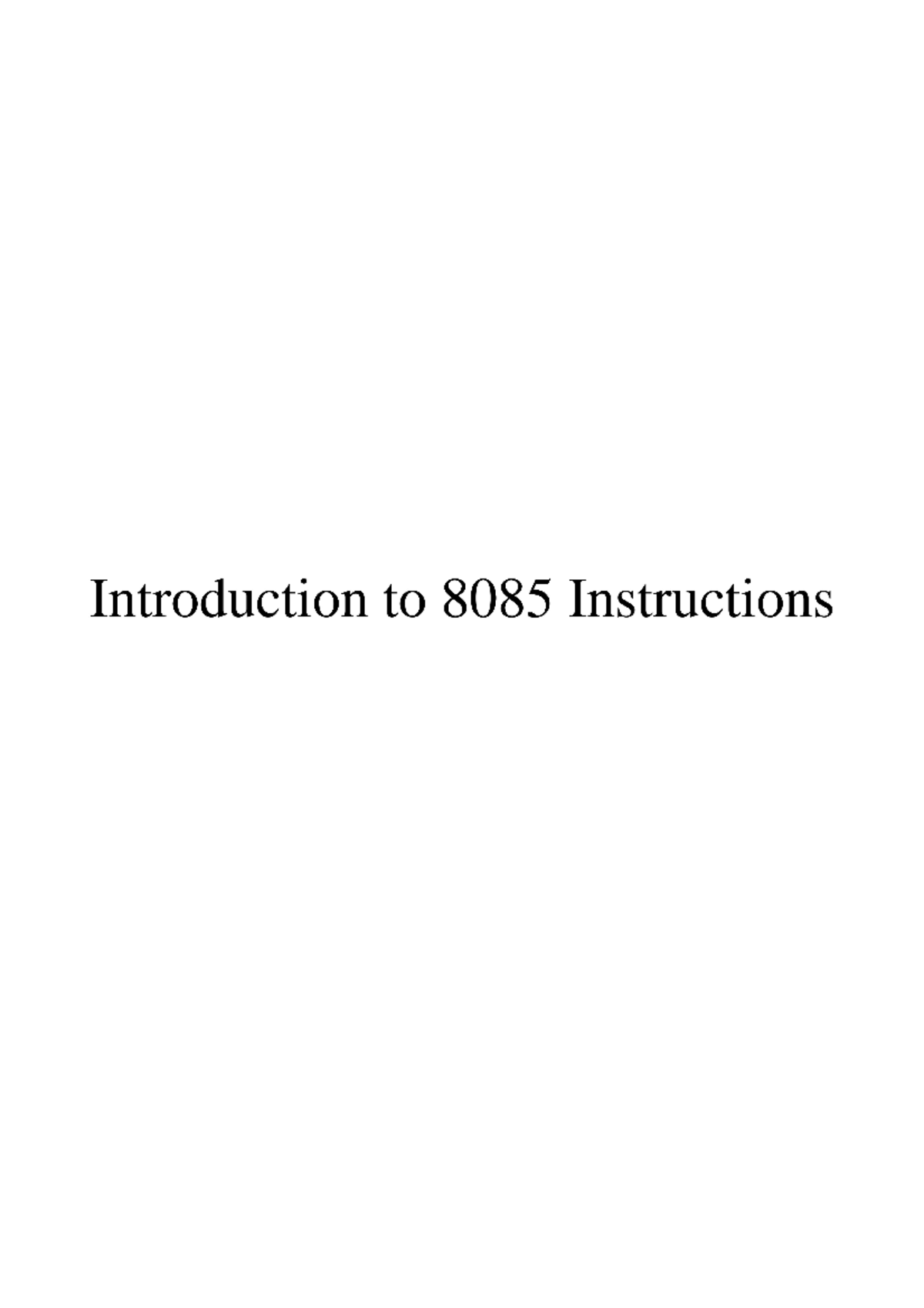 Introduction to 8085 instructions - Advanced Microprocessors ...