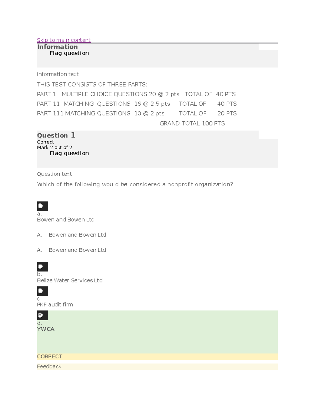 NFP TEST 1 - audit - Skip to main content Information Flag question ...