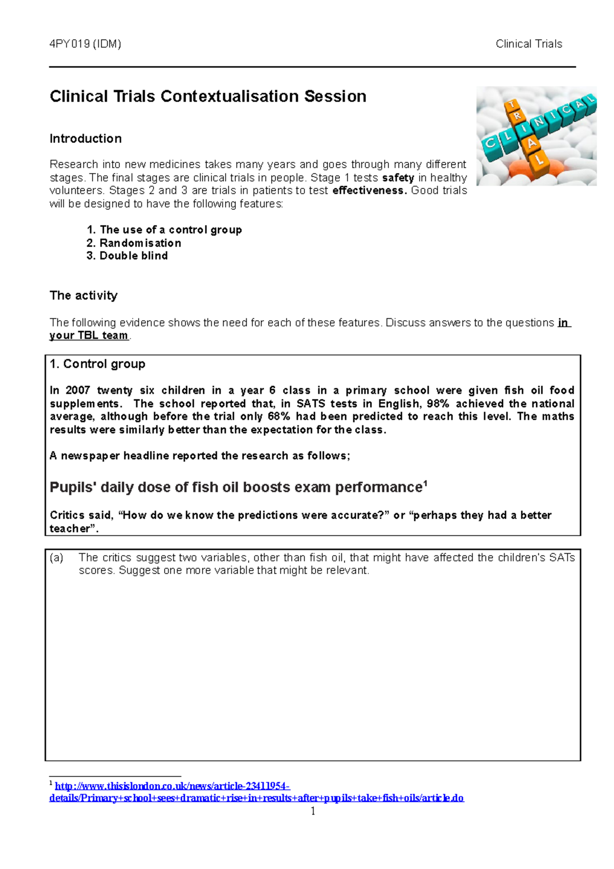 Clinical-trials-contextualisation questions - Clinical Trials ...