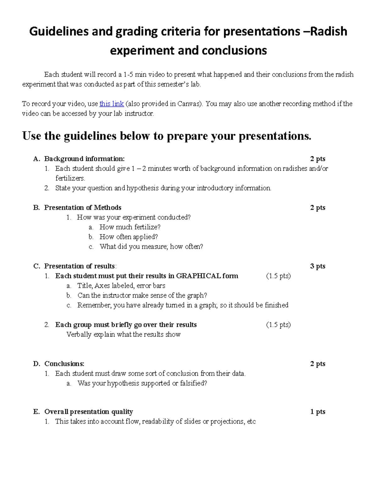 Guidelines for presentations - radish hybrid - Guidelines and grading ...