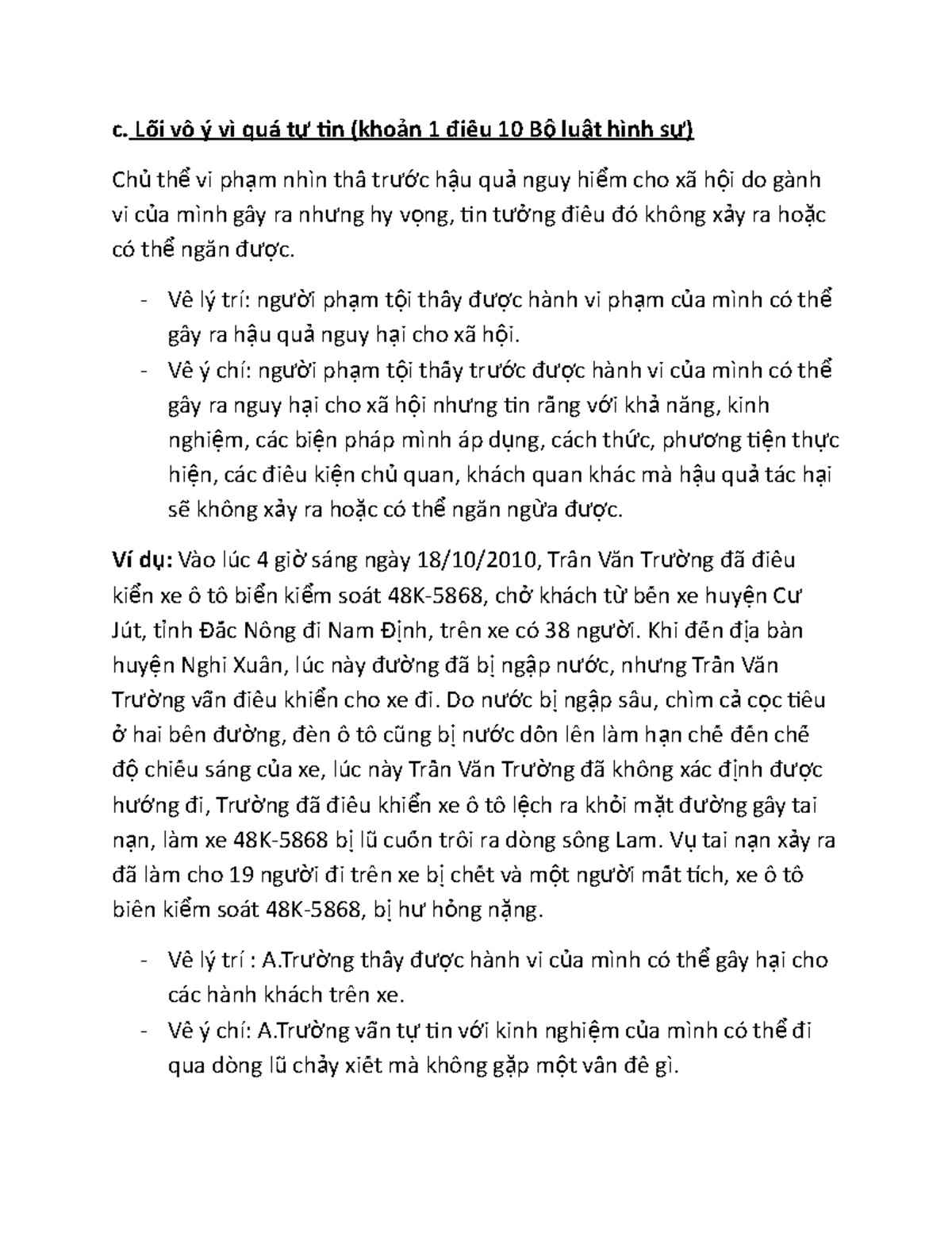 Lỗi vô ý - vxsd - c. Lỗỗi vỗ ý vì quá t ự tn (kho n 1 điềều 10 Bả ộ lu ...
