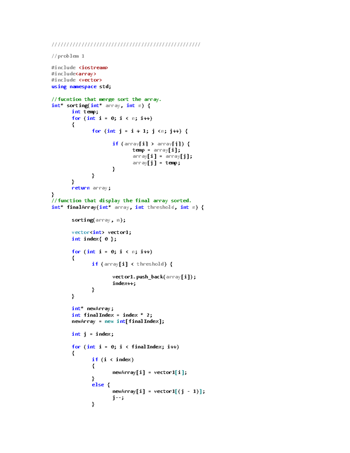 Assigment 4 coen 243 - 1 using namespace that merge sort the array. array, int n) int for (int i ...