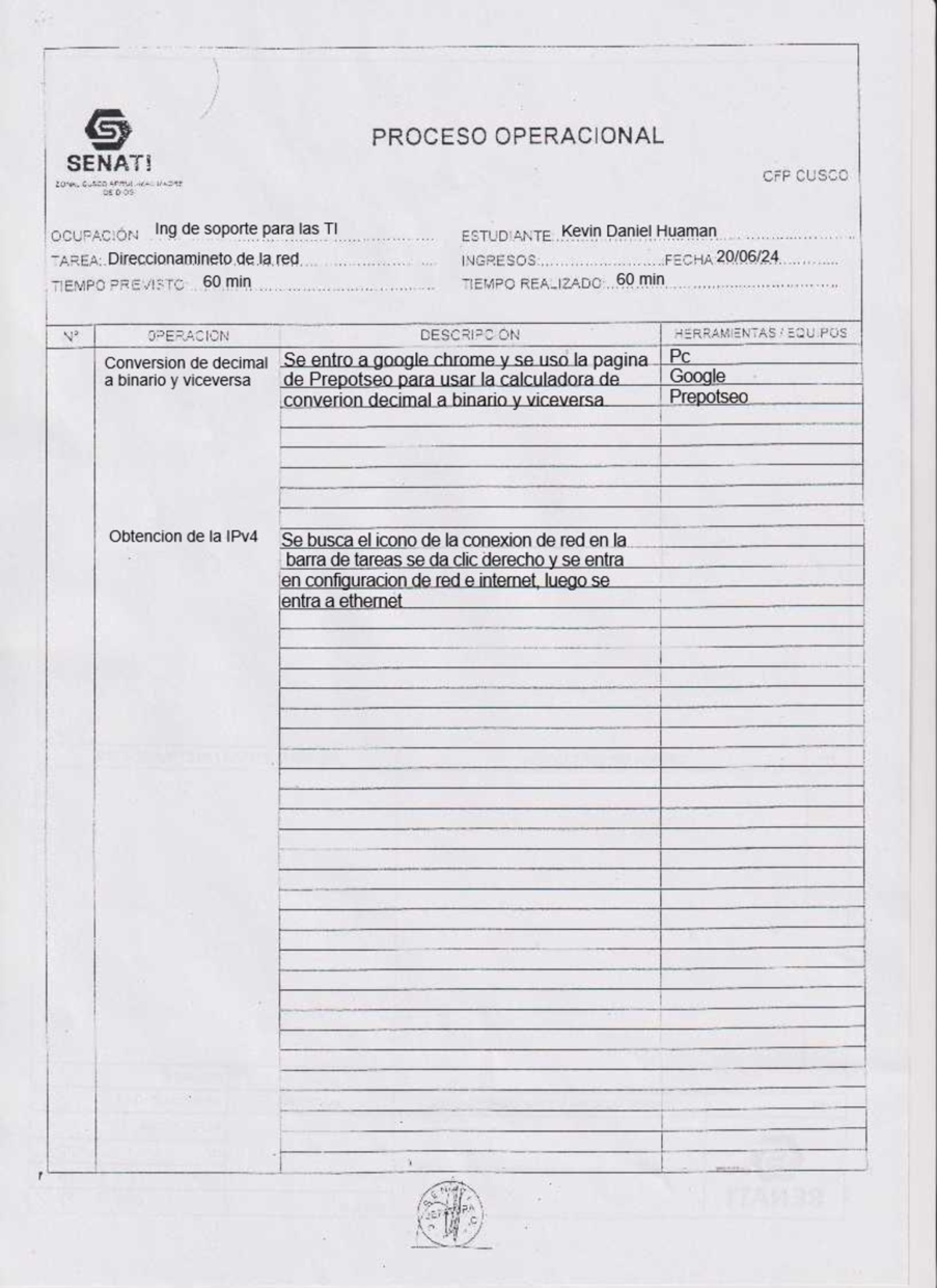 Prepotseo para entregar - S PROCESO OPERACIONAL SENAT! CFP CUSCO ZONK ...