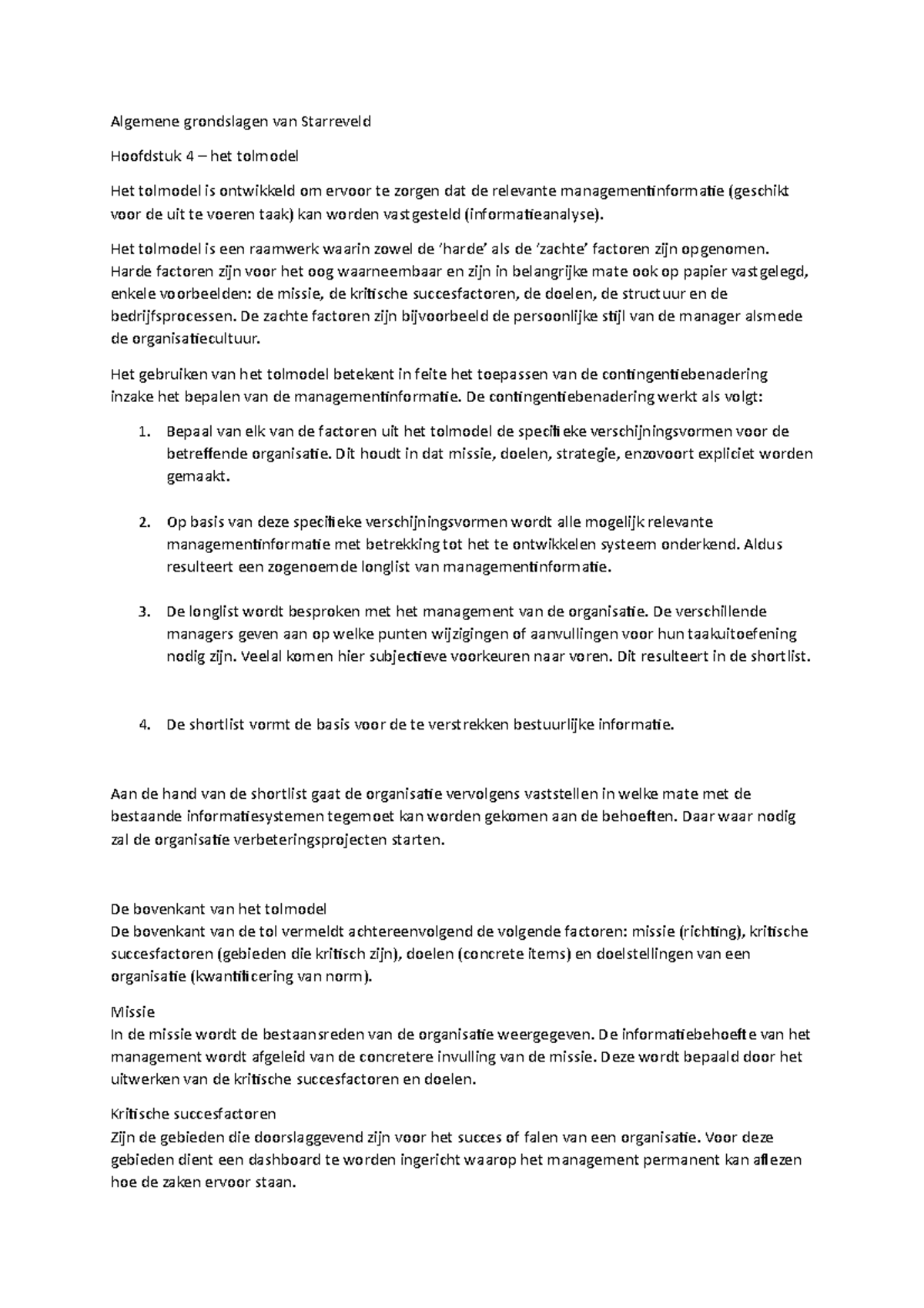 Algemene grondslagen van Starreveld - Het tolmodel - Algemene ...