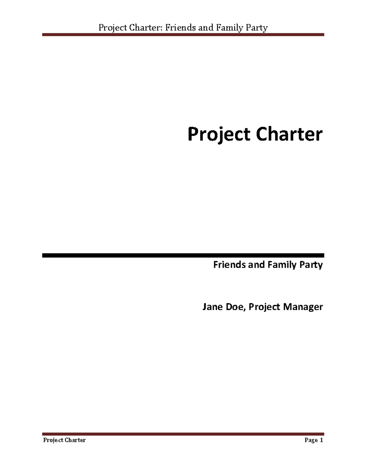Project Charter - Friends and Family Party - Project Charter Friends ...