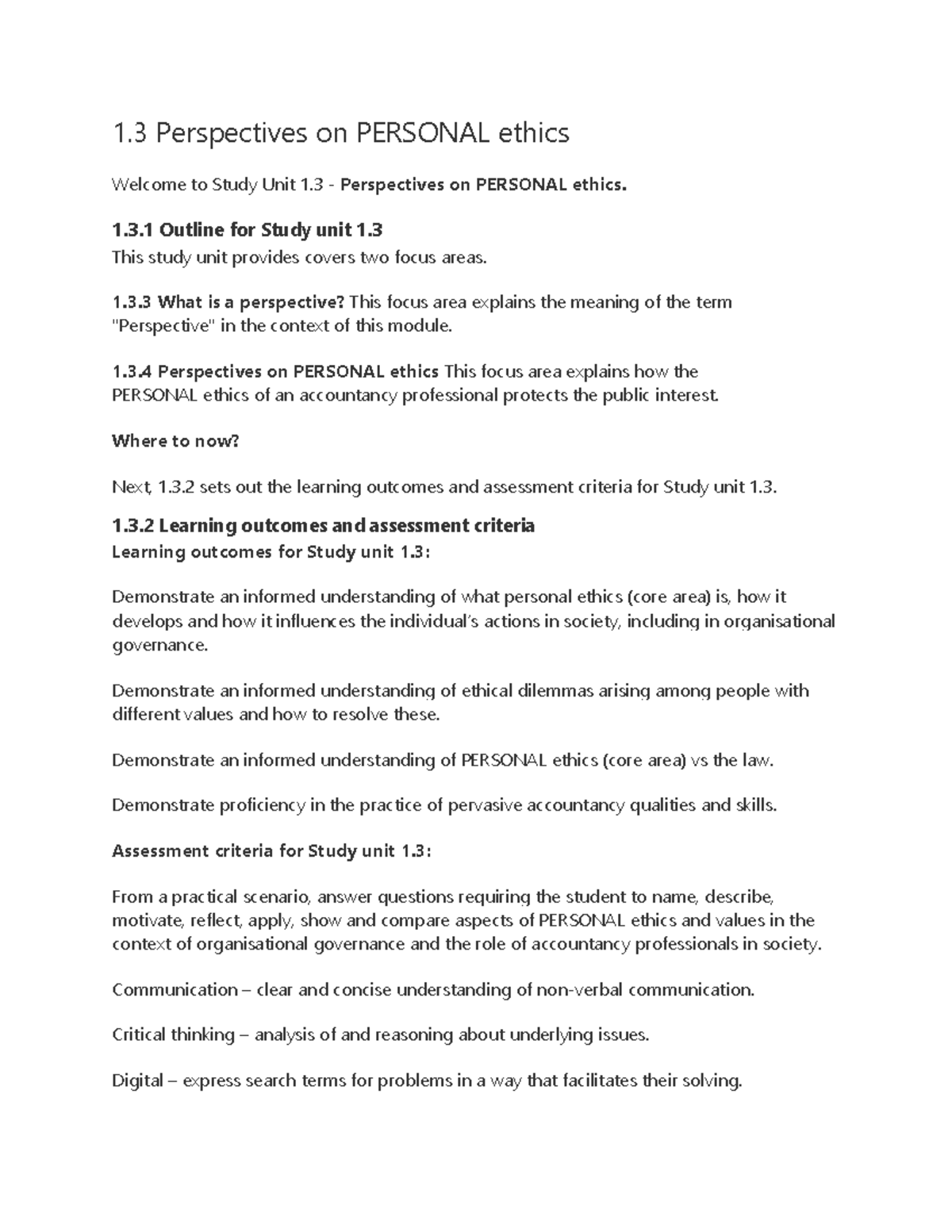 1. Perspectives on Personal Ethics - 1 Perspectives on PERSONAL ethics ...