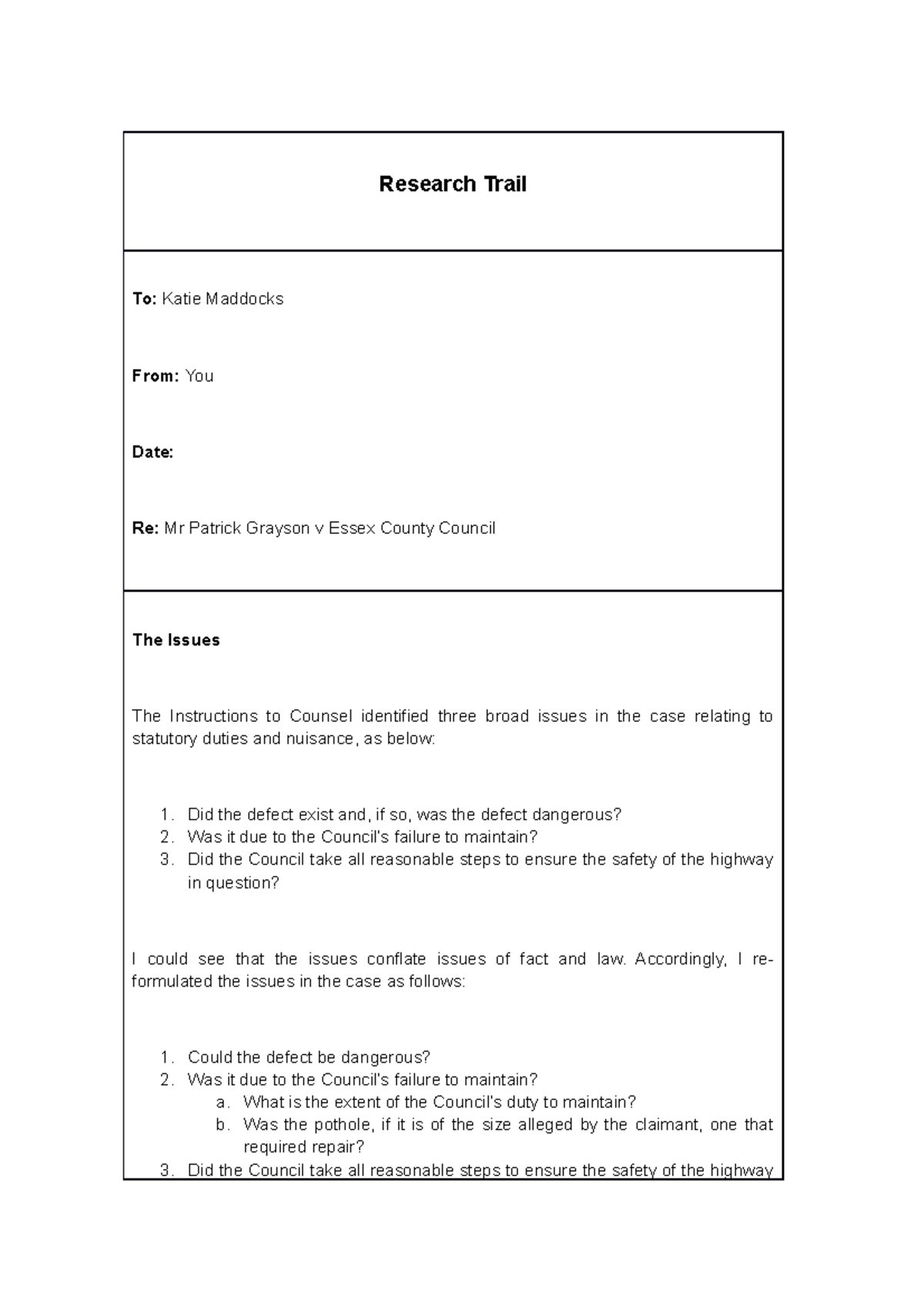 BTC2 Common Law W8 Consolidate Research Trail - Research Trail To ...