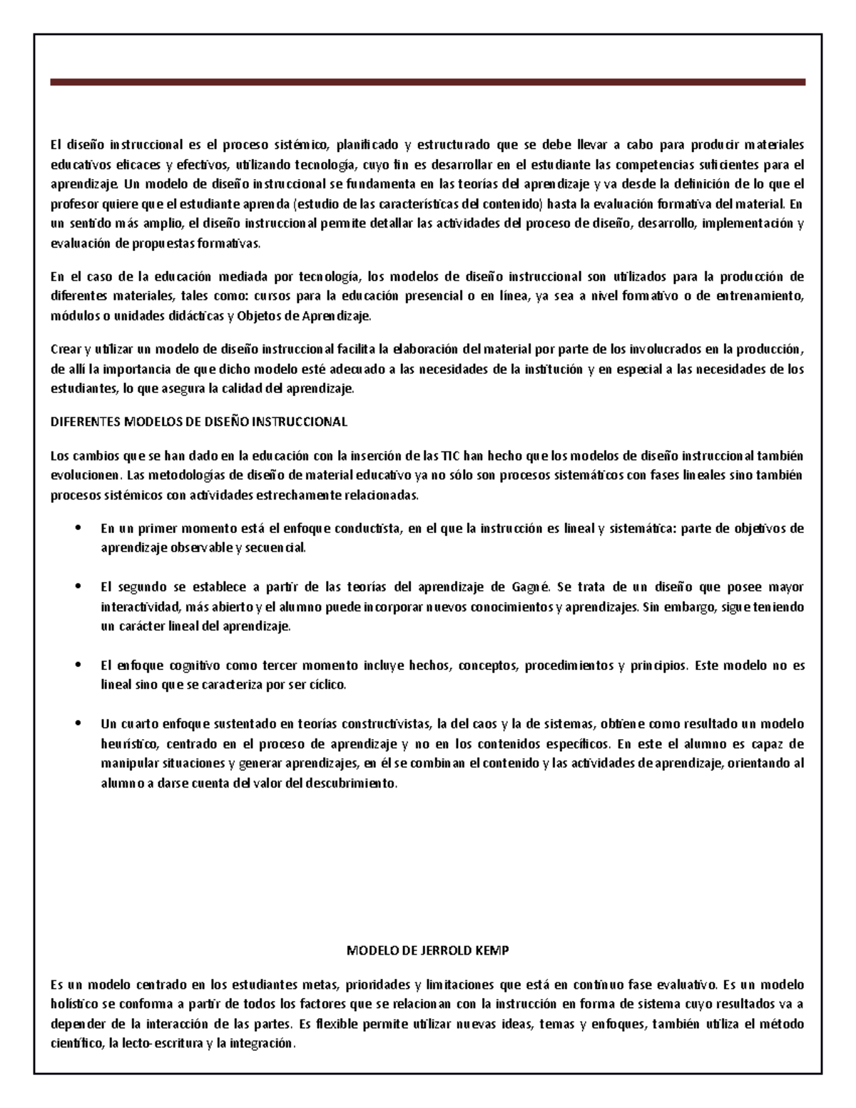 Modelo DE Jerrold KEMP - El diseño instruccional es el proceso ...