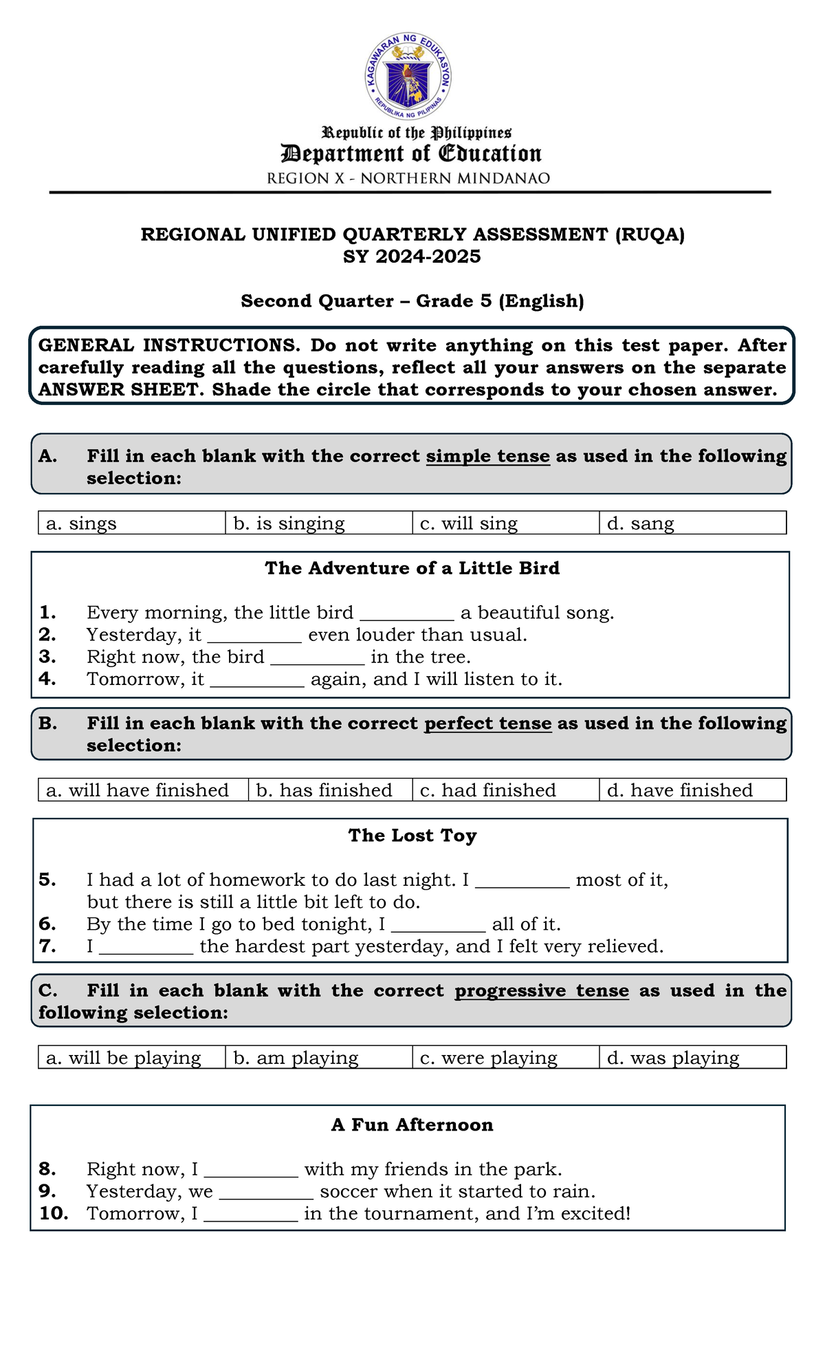 English 5 Q2 - Final COPY - REGIONAL UNIFIED QUARTERLY ASSESSMENT (RUQA ...