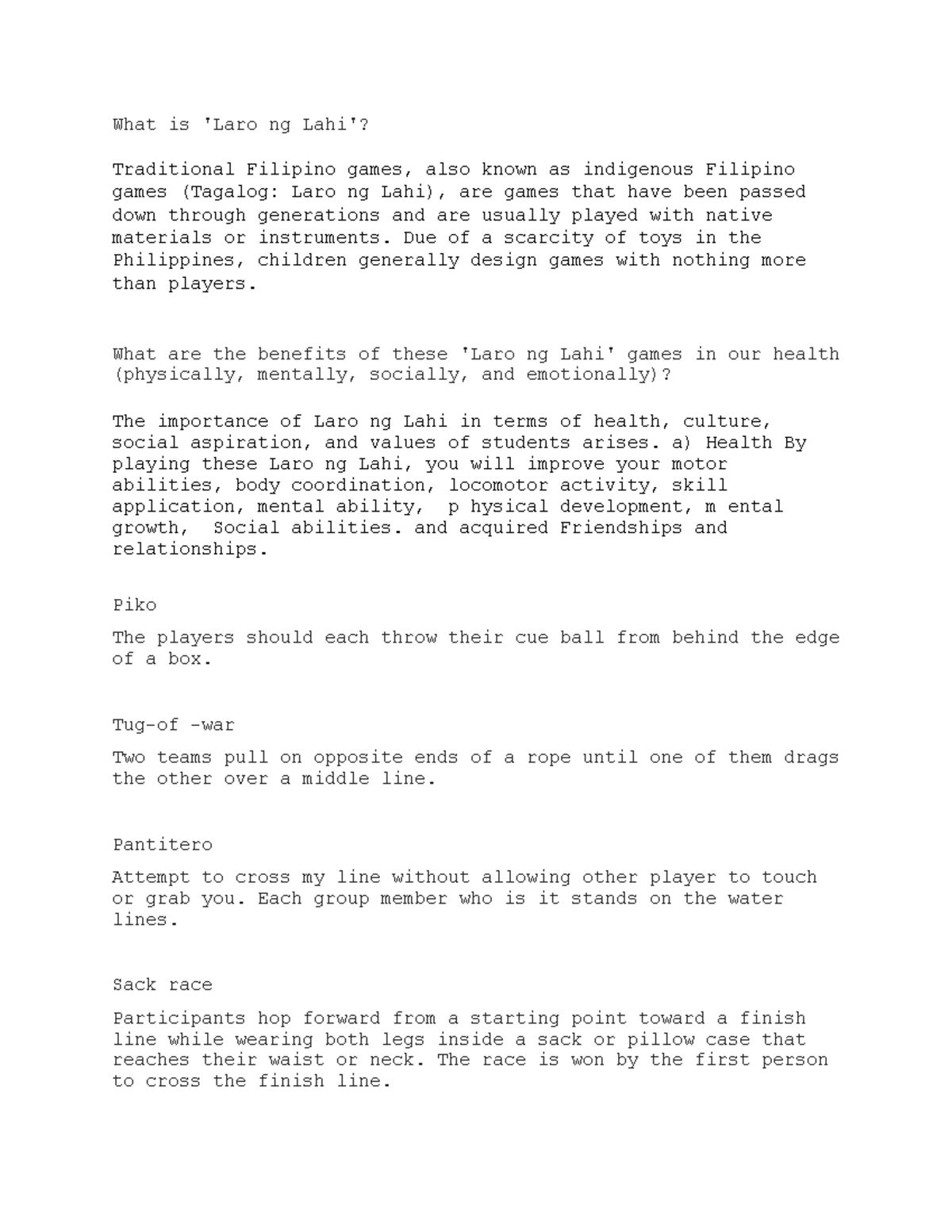 Act 2 2Q - Activity 2 - What is 'Laro ng Lahi'? Traditional Filipino ...