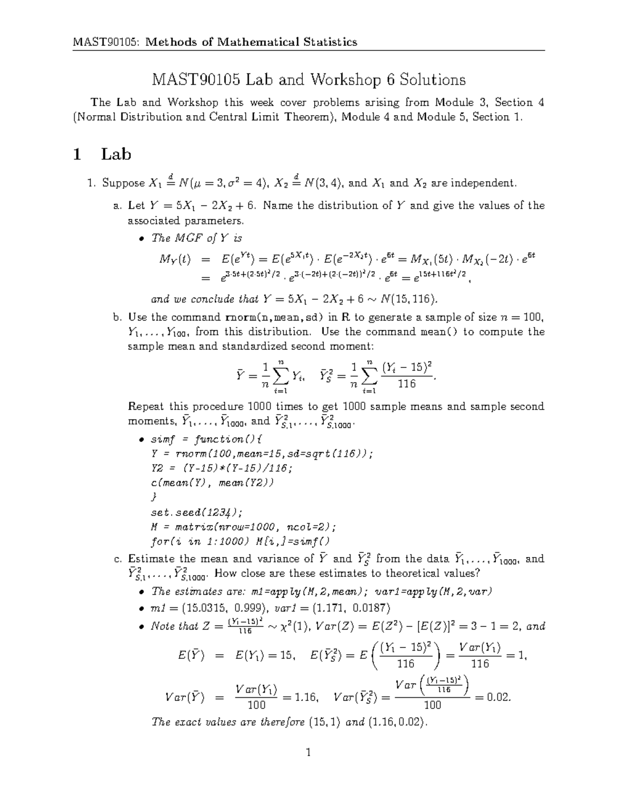 Lab Workshop Week 6Solutions - MAST90105 Lab and Workshop 6 Solutions ...
