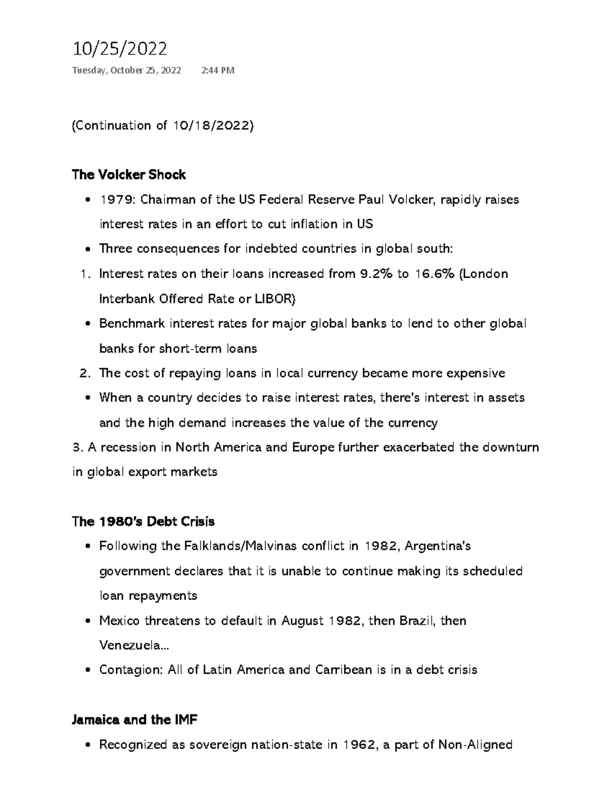 Week 6: The Volter Shock - (Continuation of 10/18/2022) The Volcker ...