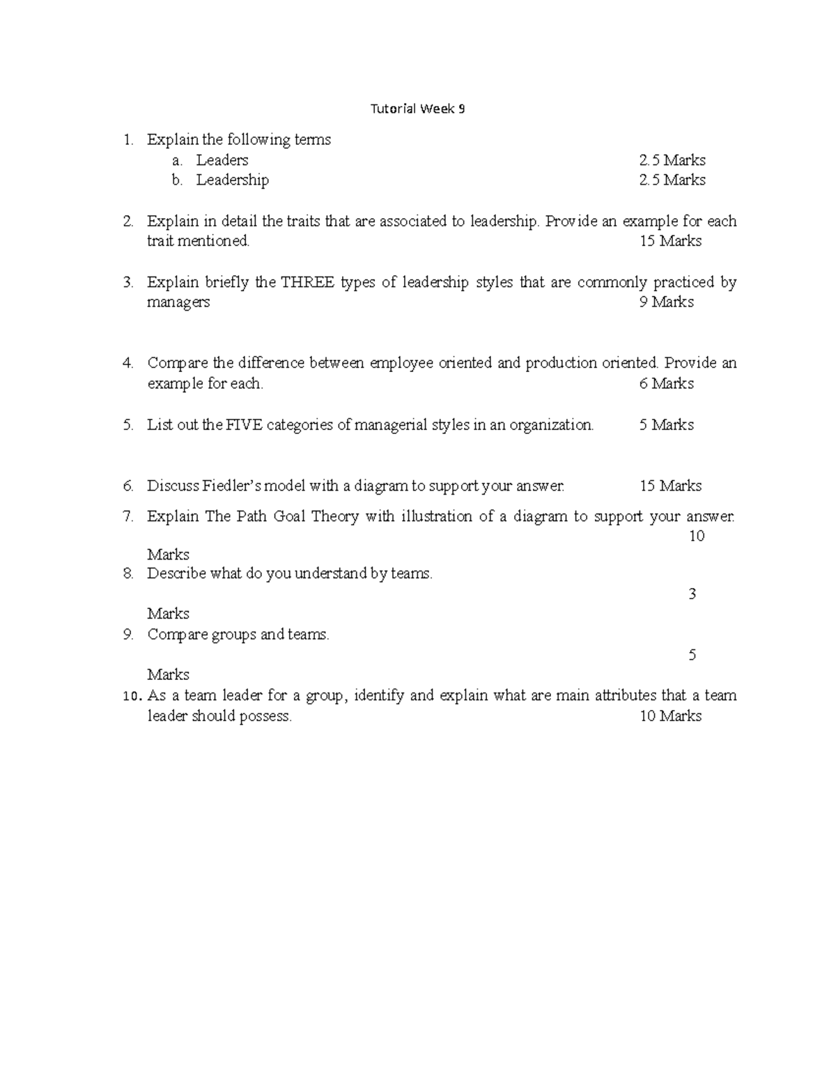 MBUS - Chapter 9 -Tutorial-13-15 Oct - Tutorial Week 9 Explain the ...
