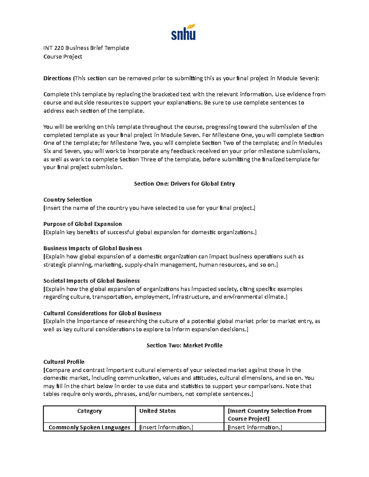 INT 220 Business Brief Template - INT 220 Business Brief Template ...