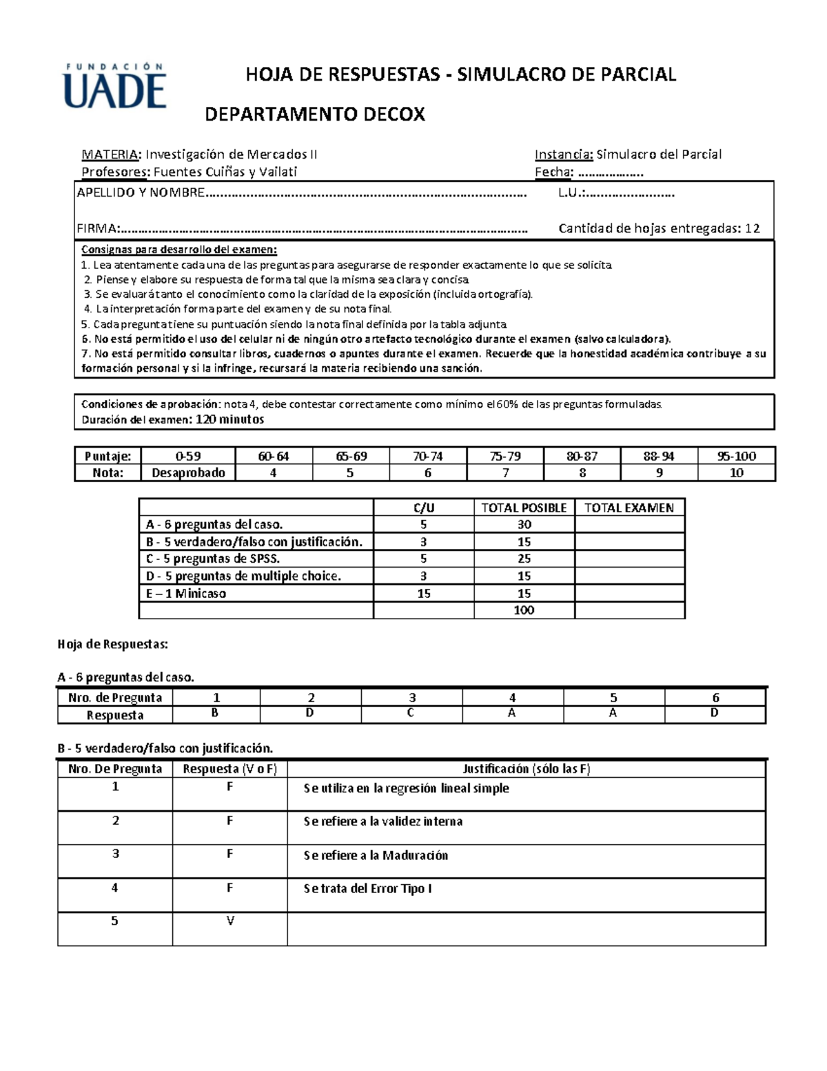 Modelo parcial im2 respuestas 3 - DEPARTAMENTO DECOX MATERIA: InvestigaciÛn de Mercados II - Studocu