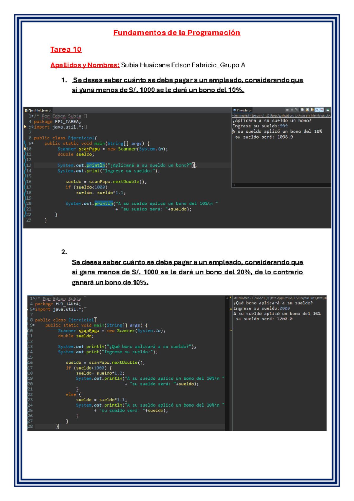 Subia Edson Tarea 10 Fundamentos de la Programación - Fundamentos de la Programación Tarea 10 ...
