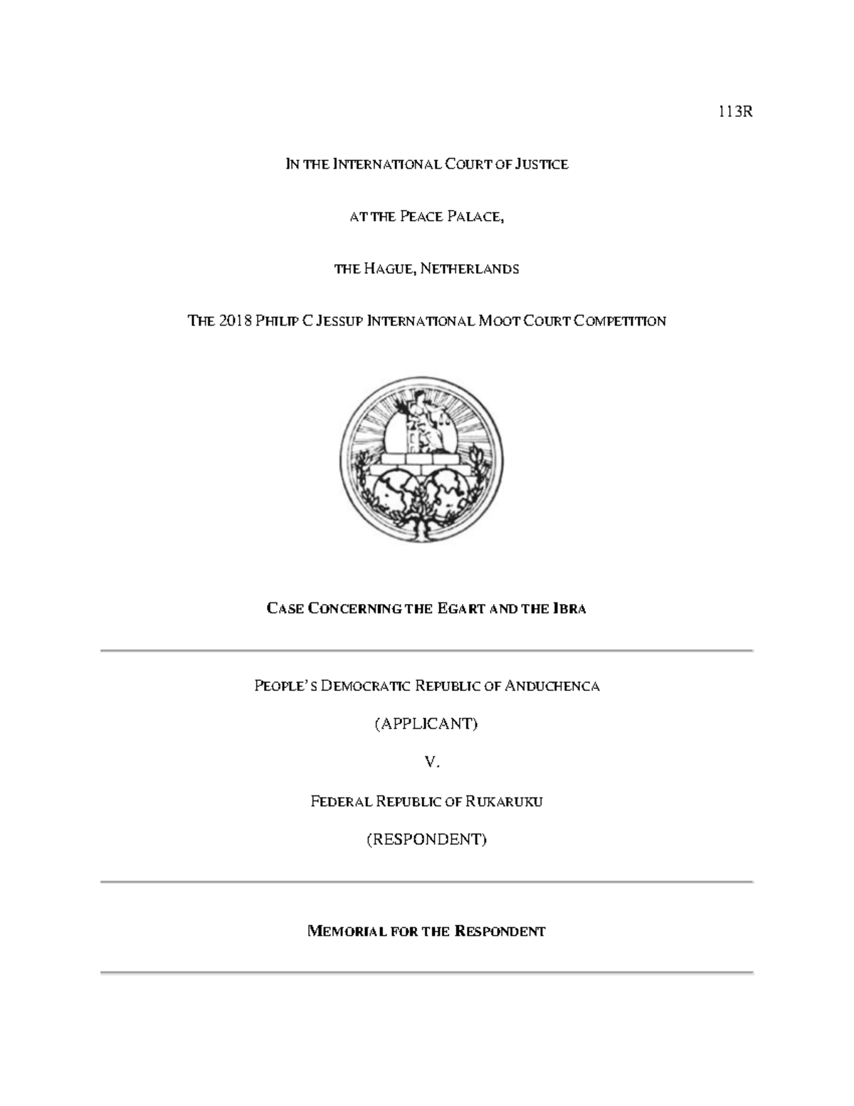 113R - CASE CONCERNING THE EGART AND THE IBRA - 113R IN THE ...