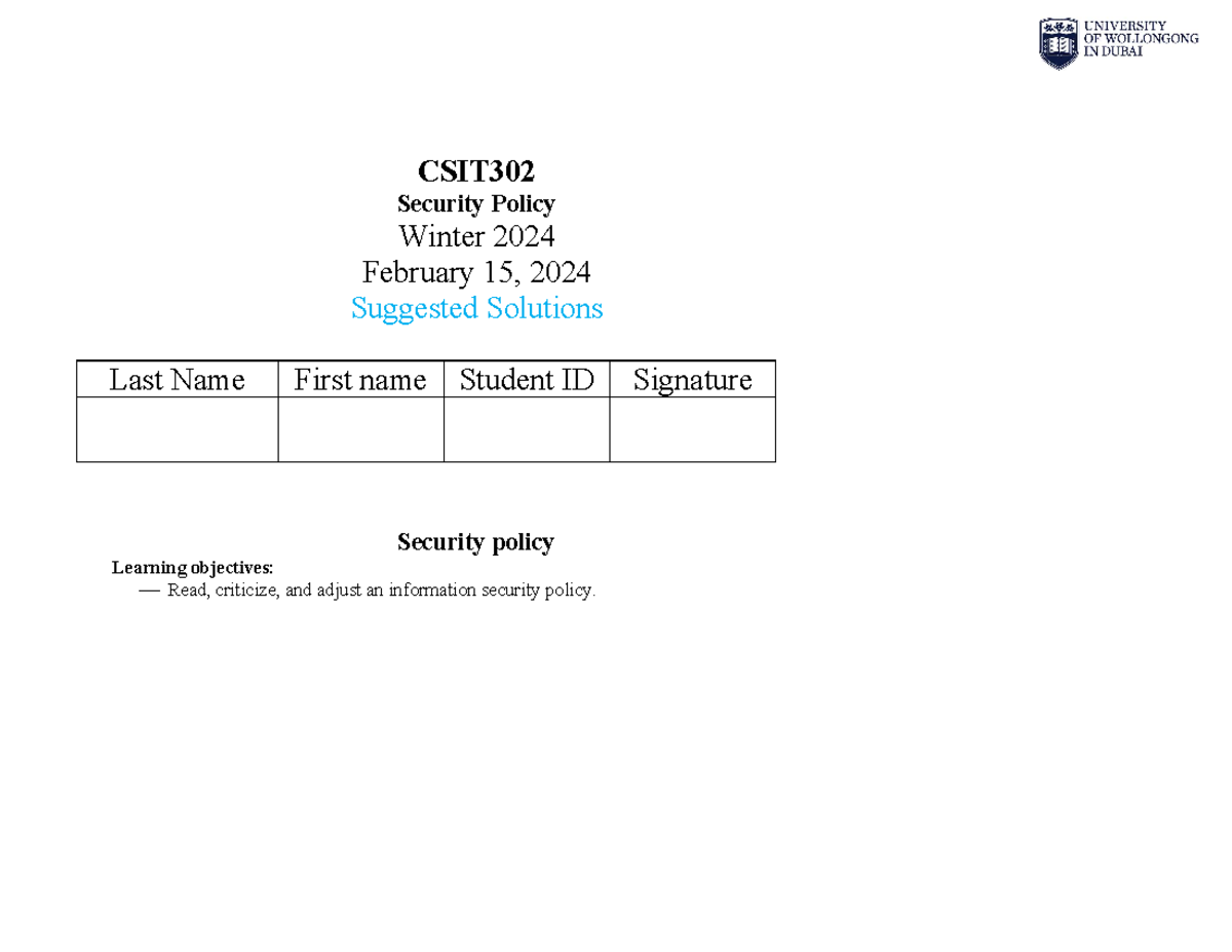 Lab 5 Suggested Solutions - CSIT Security Policy Winter 2024 February ...