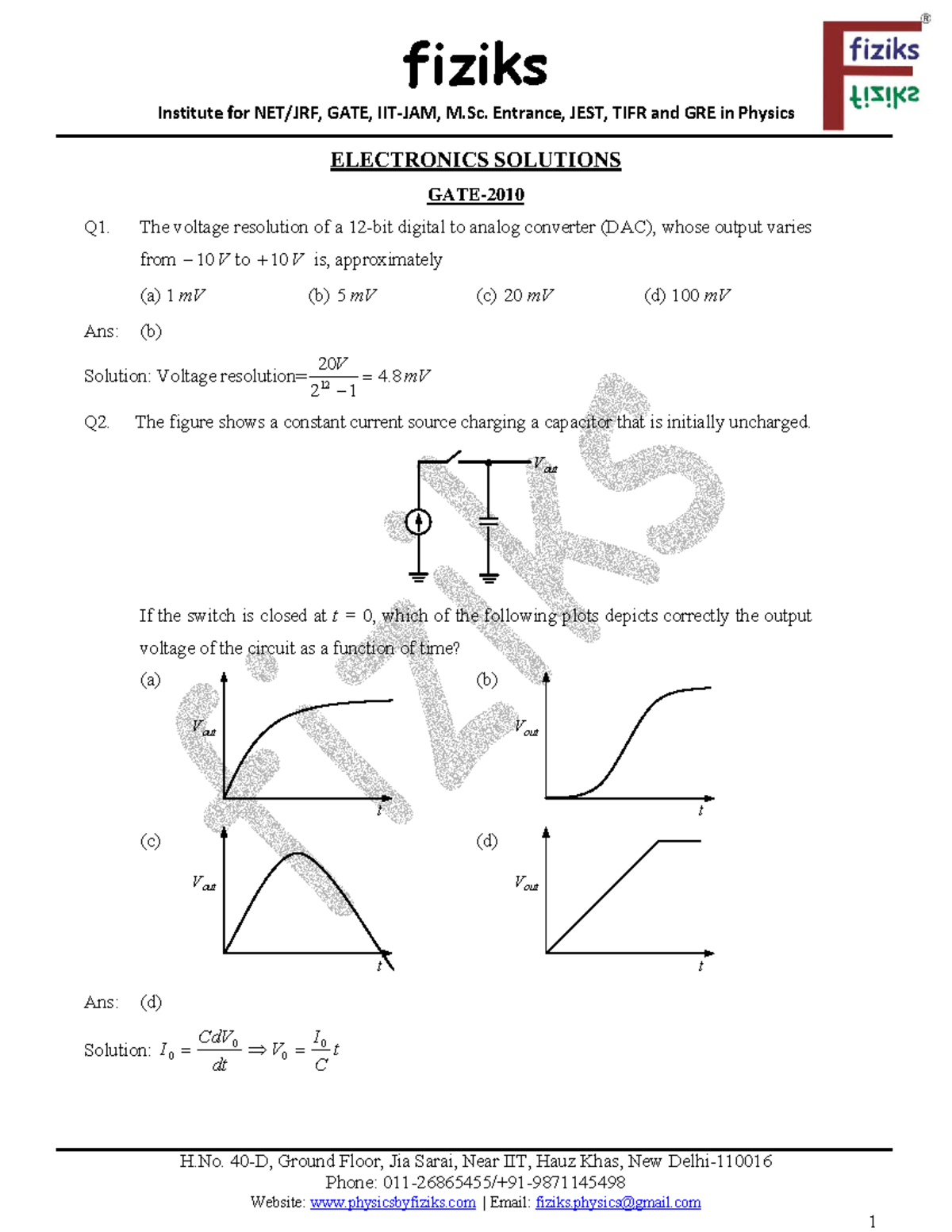 6 - gate fiziks - Institute for NET/JRF, GATE, IIT‐JAM, M. Entrance, JEST, TIFR and GRE in ...