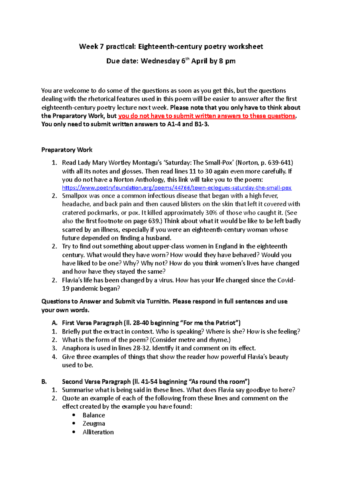 Week 7 prac on Augustan poetry - Week 7 practical: Eighteenth-century ...