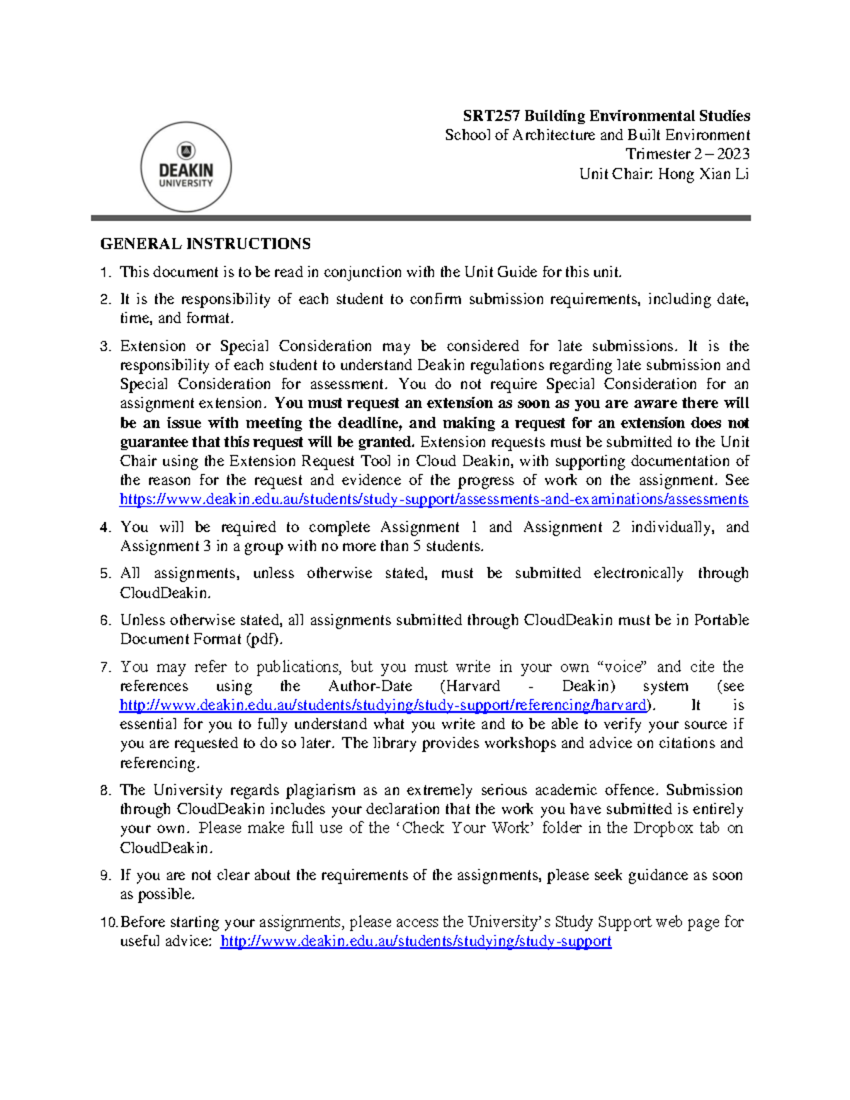 SRT257 Assessment 3 Brief T2-2023 - GENERAL INSTRUCTIONS School of ...