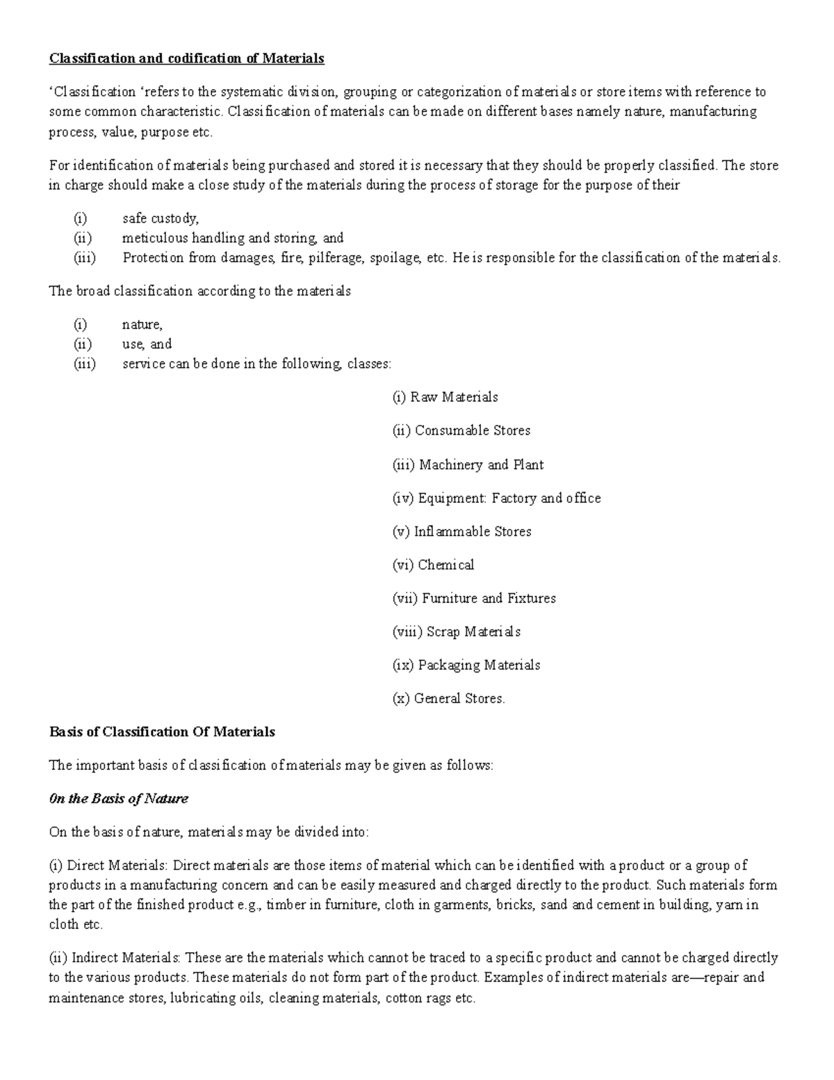 Classification and codification of Materials - Classification and ...