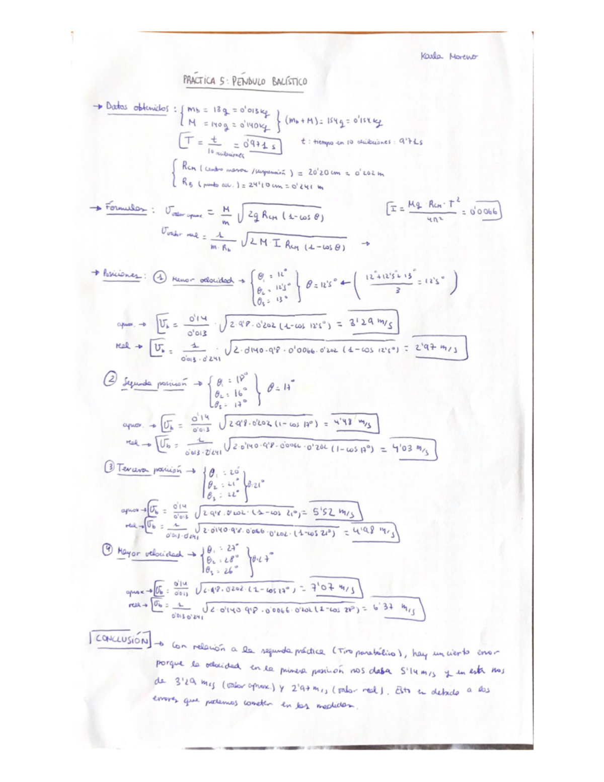 Práctica 5-Péndulo balístico - Física - Studocu
