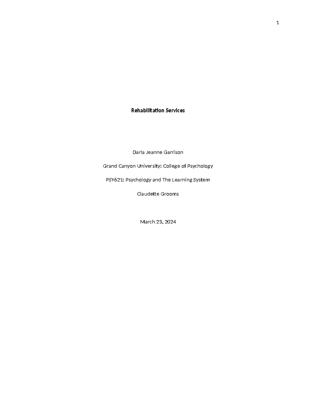 Darla Garrison Rehabilitative Services - Rehabilitation Services Darla ...